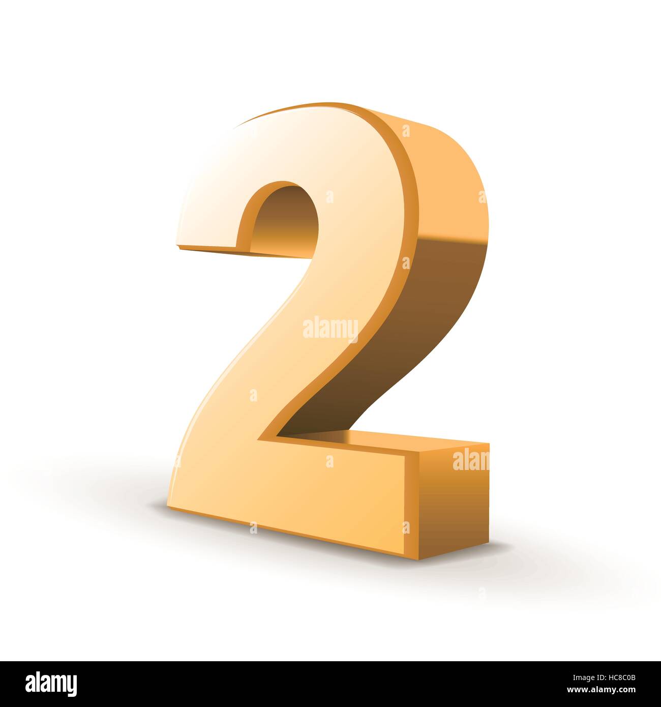 3d shiny golden number 2 on white background Stock Vector Image & Art ...