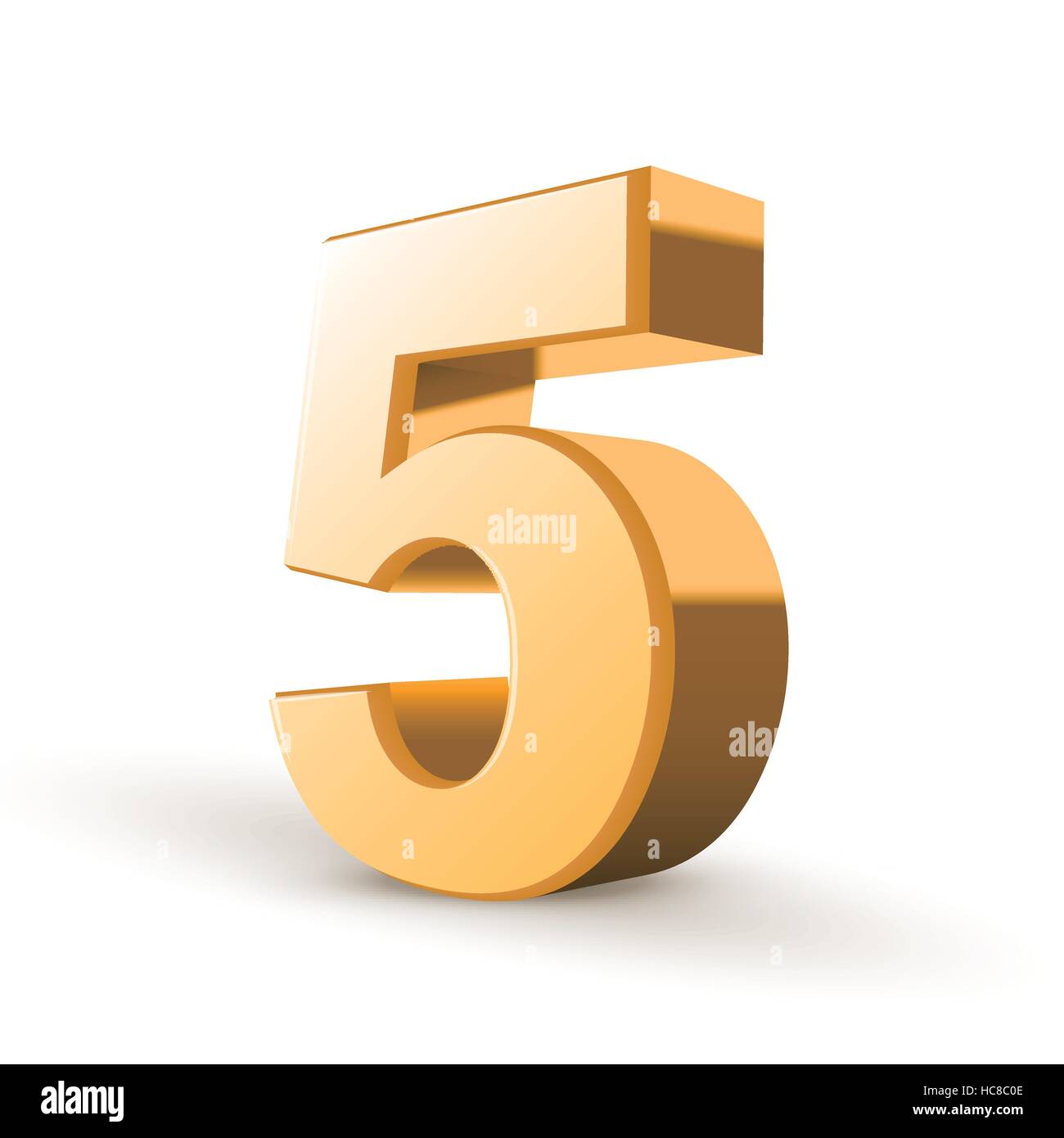 3d shiny golden number 5 on white background Stock Vector Image & Art ...