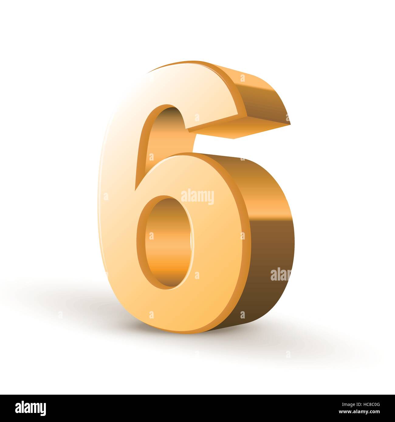 3d shiny golden number 6 on white background Stock Vector Image & Art ...