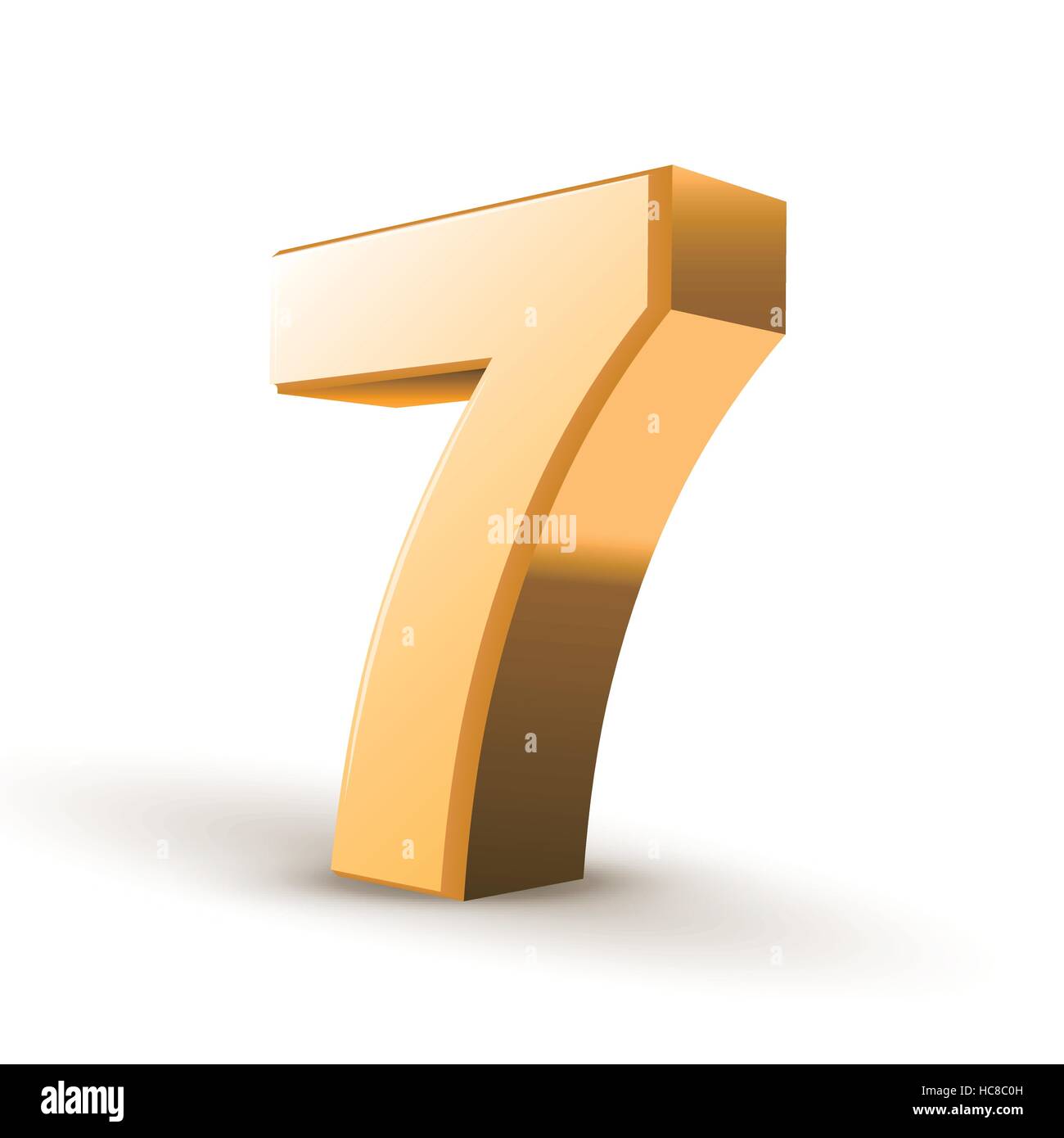 3d shiny golden number 7 on white background Stock Vector Image & Art ...