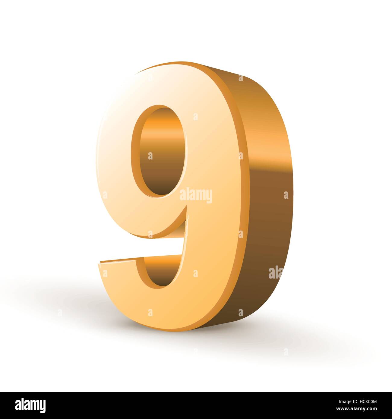 3d shiny golden number 9 on white background Stock Vector Image & Art ...