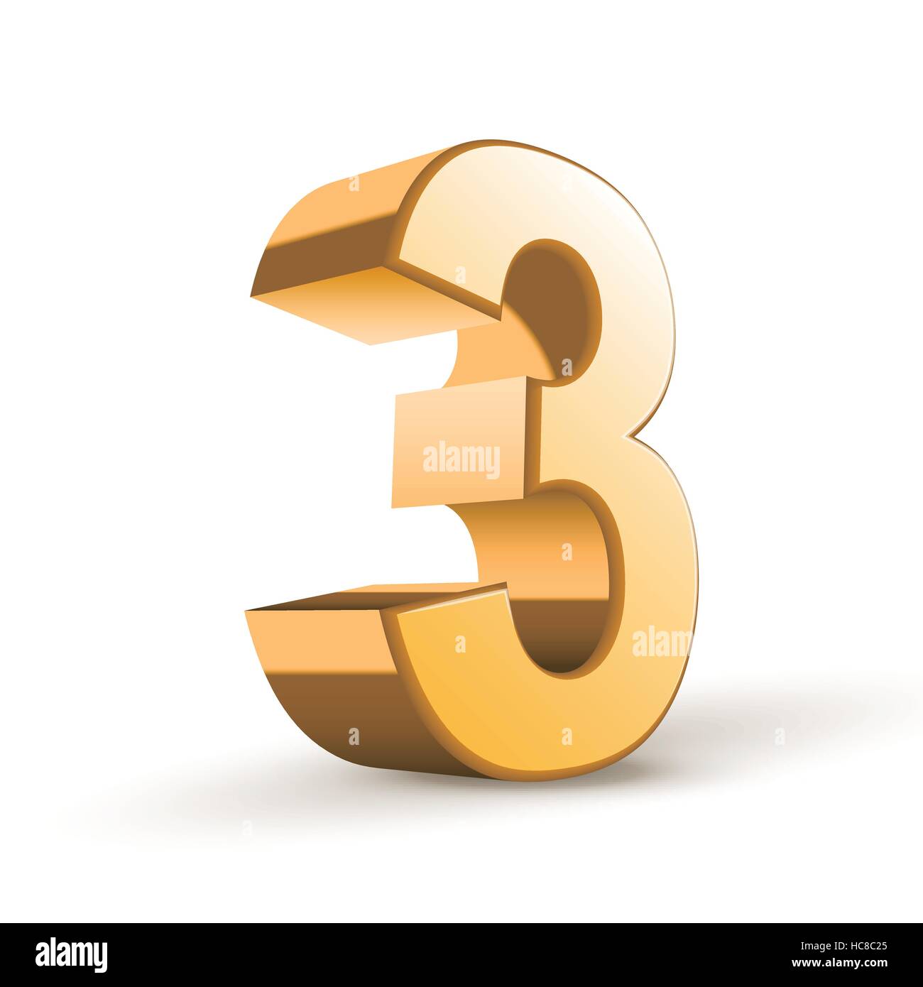 3d shiny golden number 3 on white background Stock Vector Image & Art ...