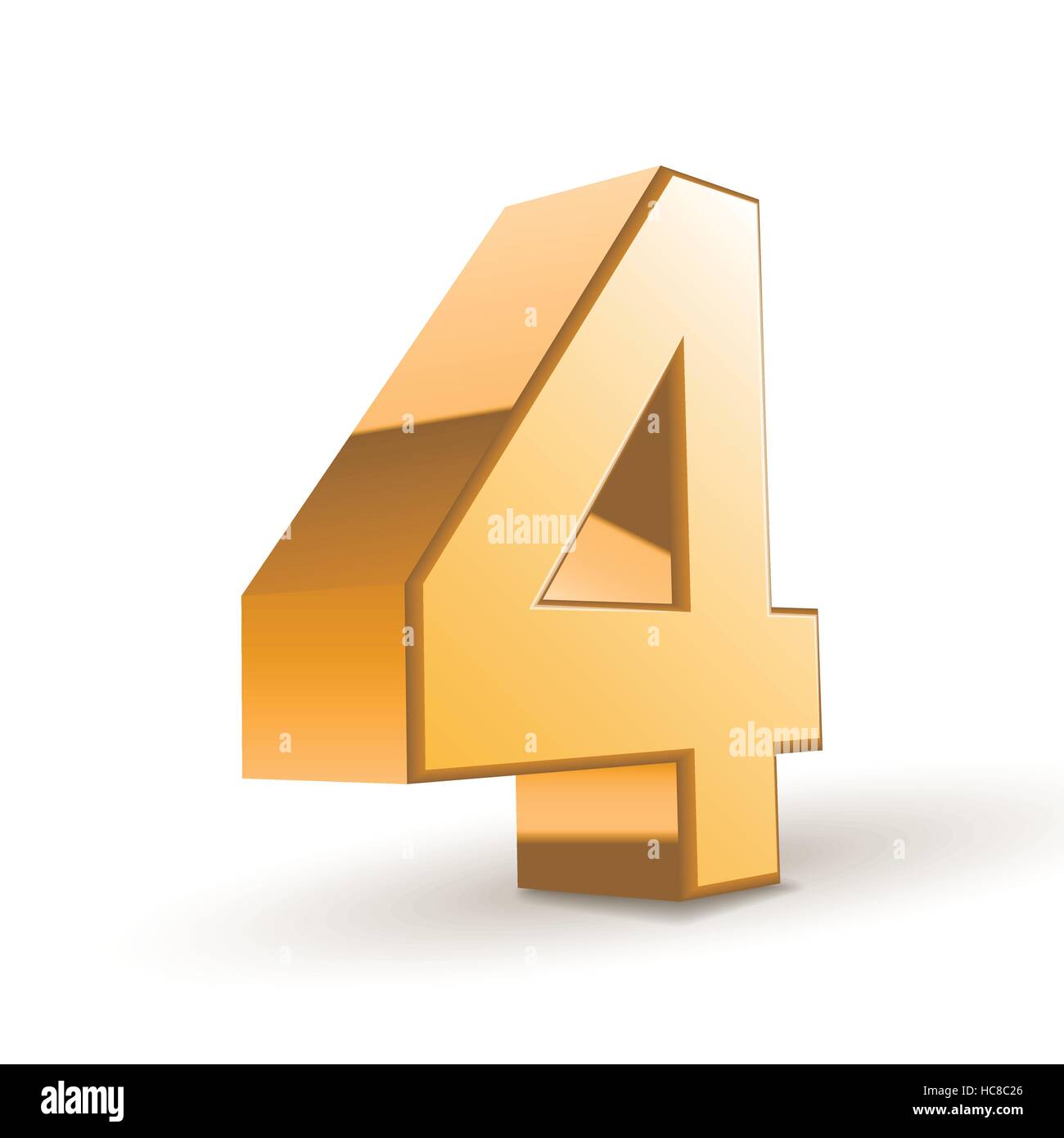 3d shiny golden number 4 on white background Stock Vector Image & Art ...