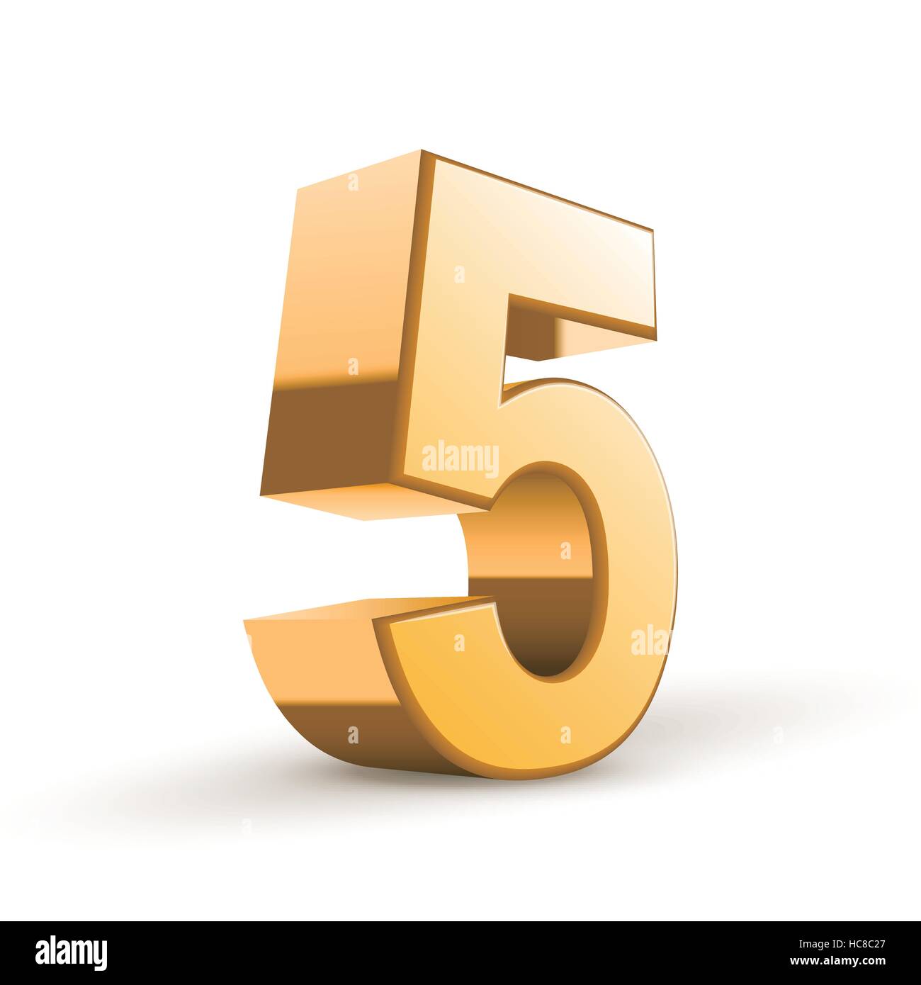3d shiny golden number 5 on white background Stock Vector Image & Art ...