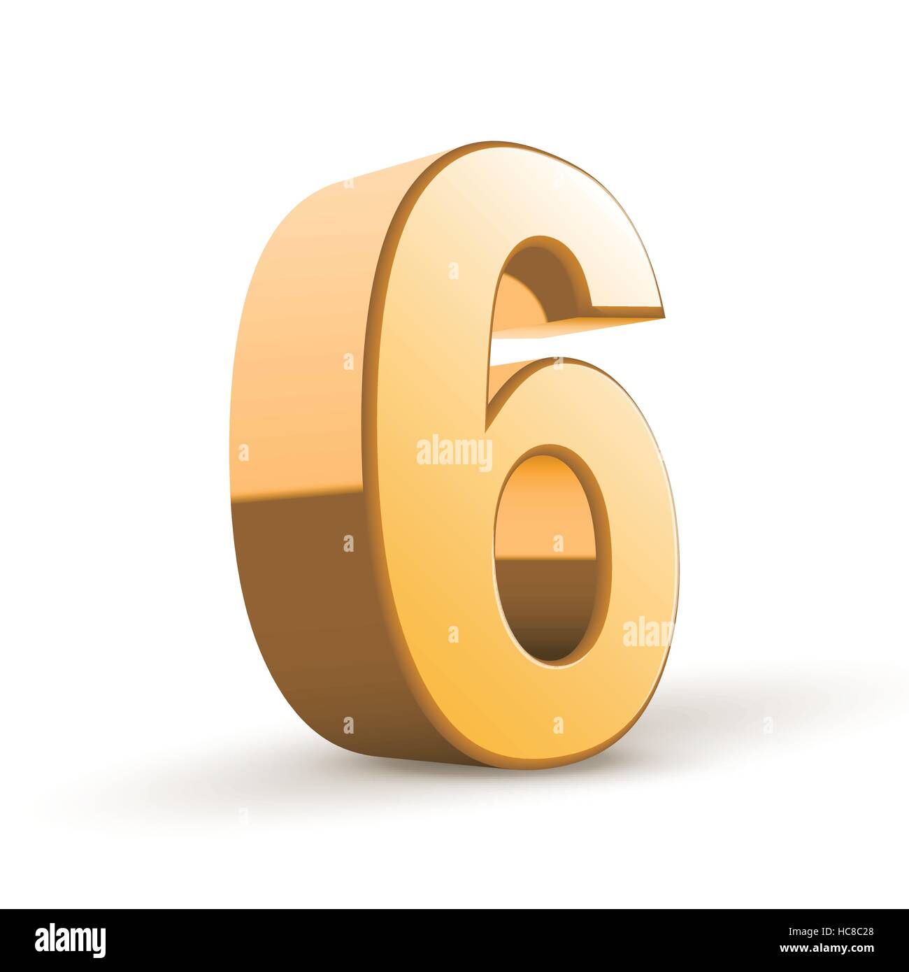 3d shiny golden number 6 on white background Stock Vector Image & Art ...