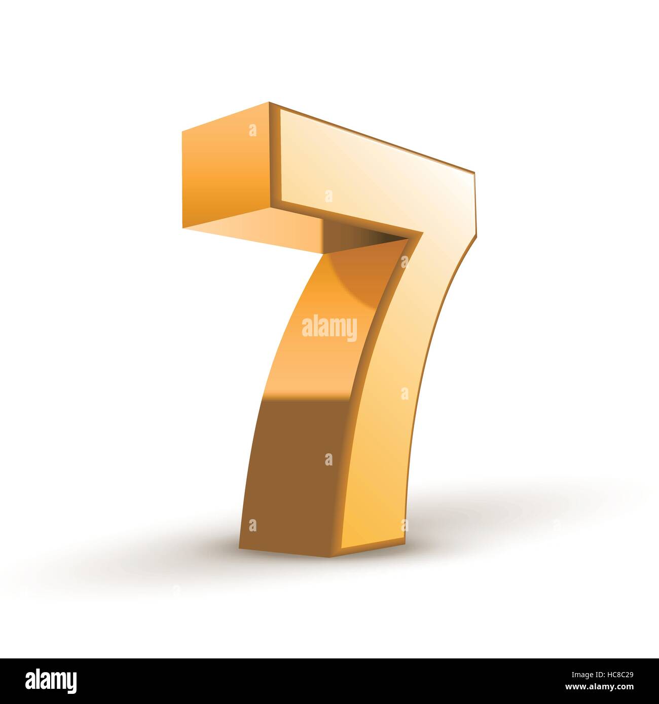 3d shiny golden number 7 on white background Stock Vector Image & Art ...