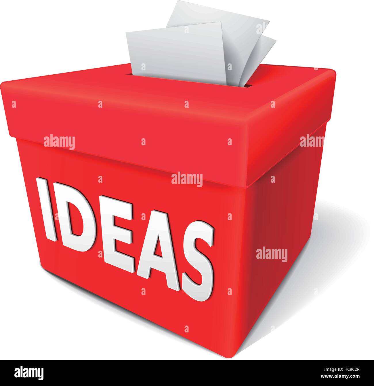a red ideas box for submission of creative and innovative thoughts on ...