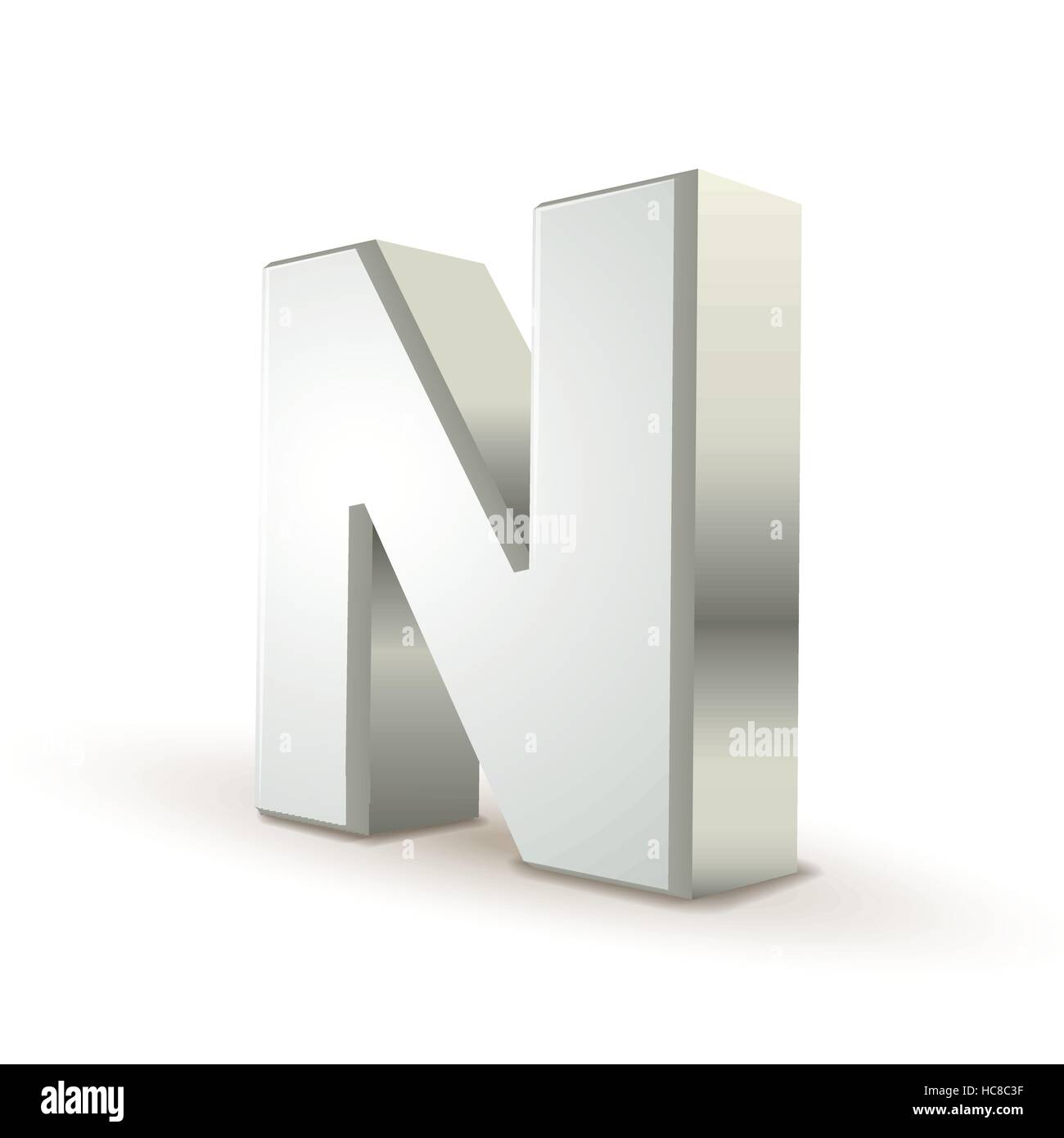 3d silver letter N isolated white background Stock Vector Image & Art ...
