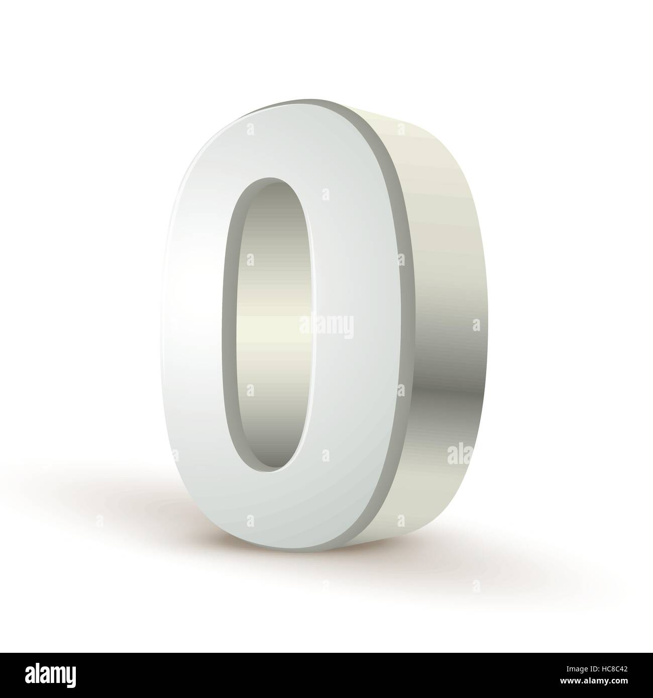 3d shiny silver number 0 on white background Stock Vector Image & Art ...