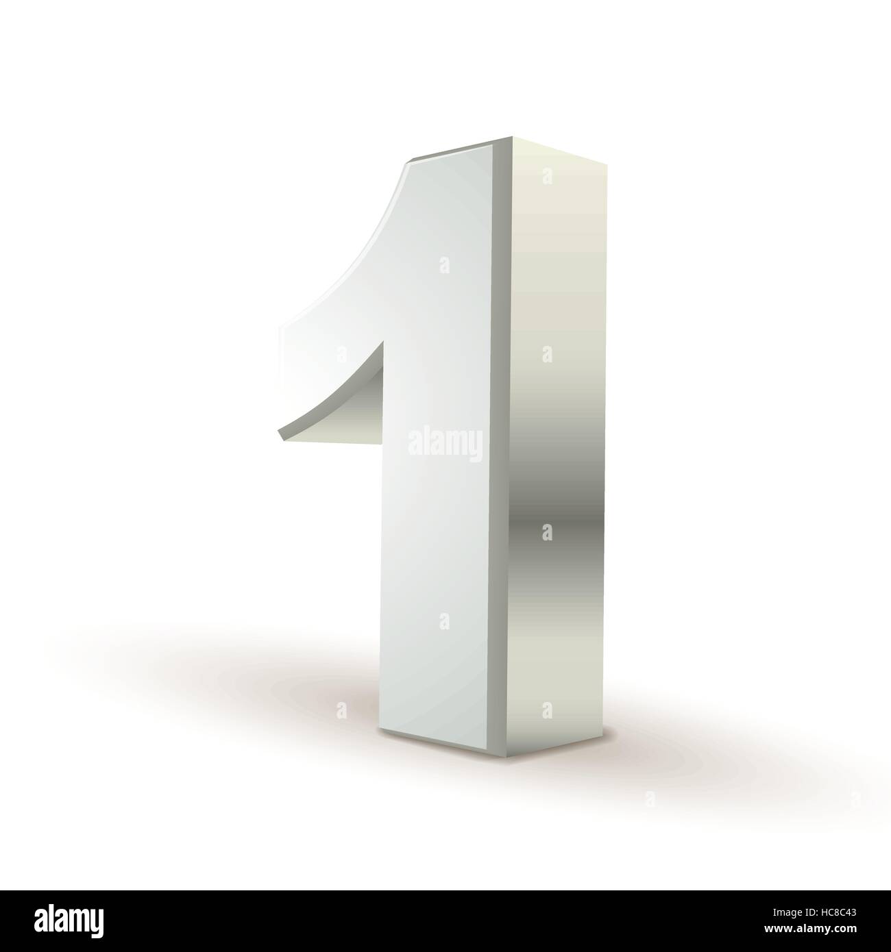 3d shiny silver number 1 on white background Stock Vector Image & Art ...