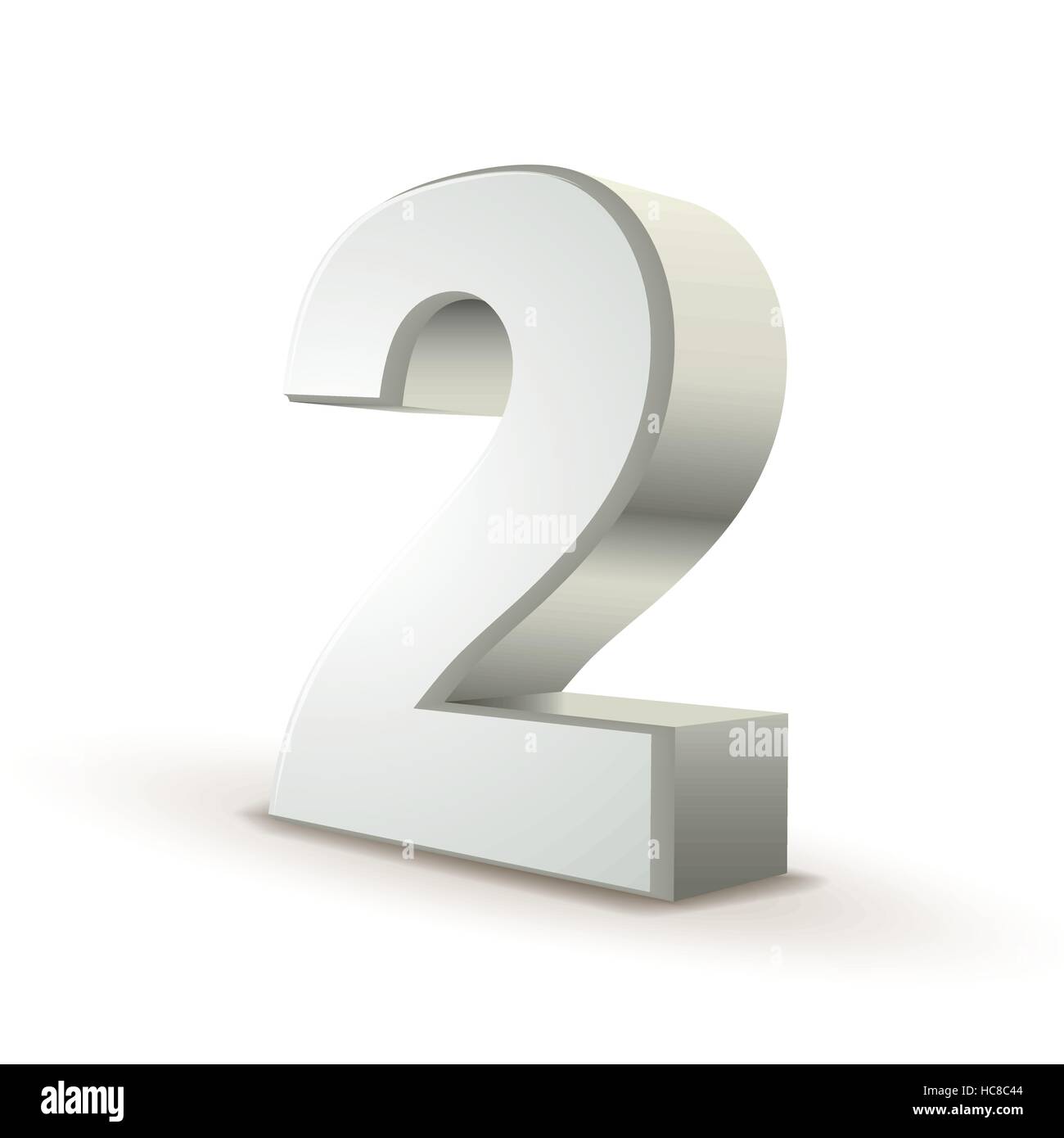 3d shiny silver number 2 on white background Stock Vector Image & Art ...