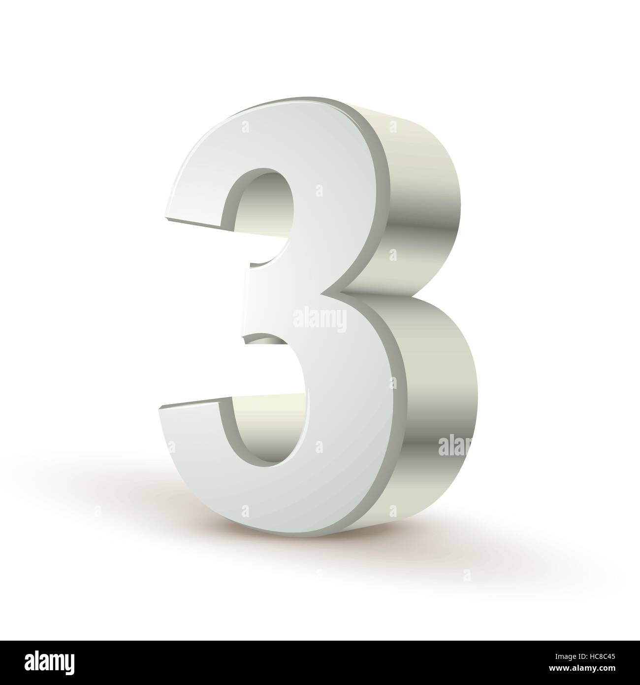 3d shiny silver number 3 on white background Stock Vector Image & Art ...
