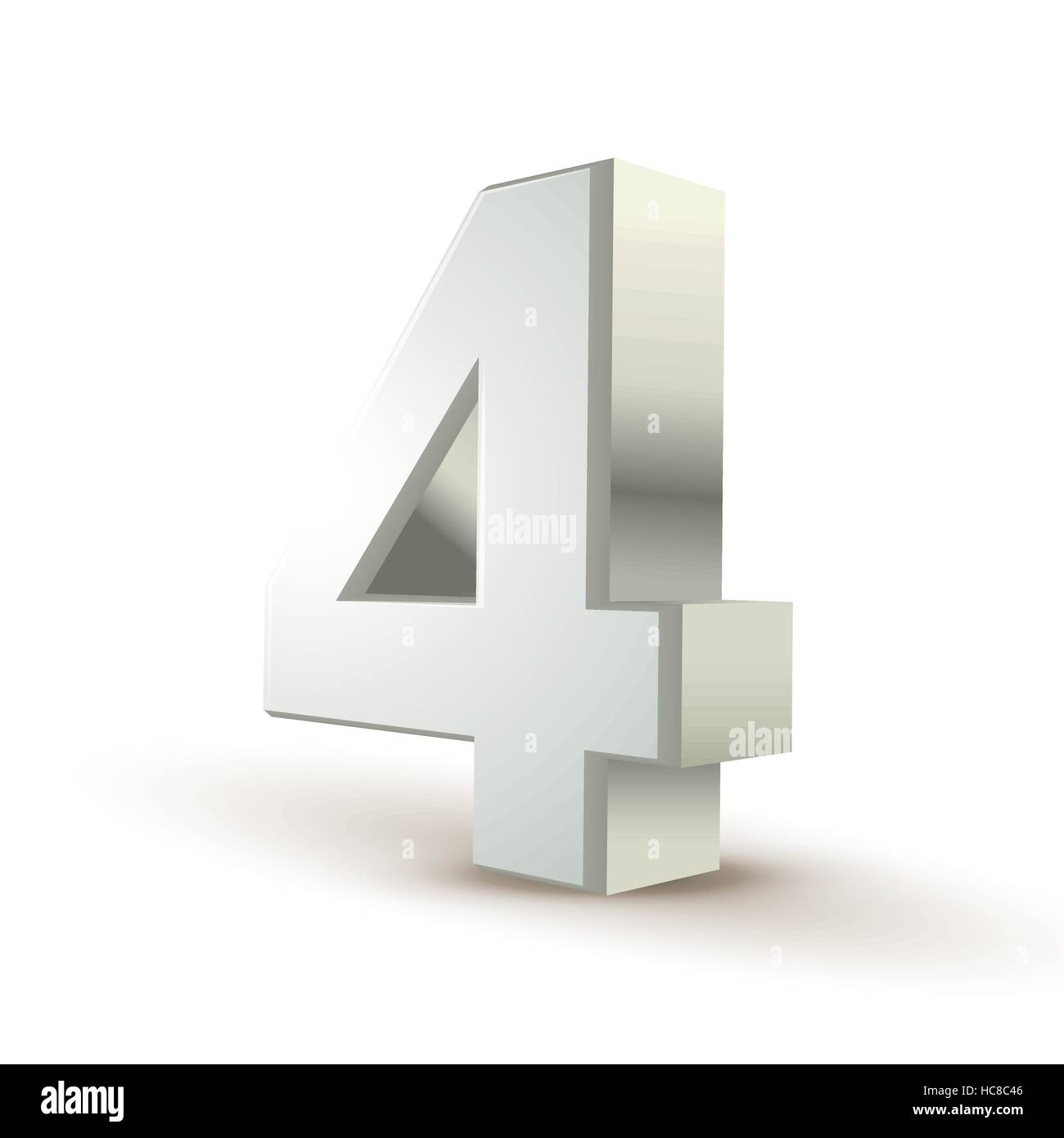 3d shiny silver number 4 on white background Stock Vector Image & Art ...
