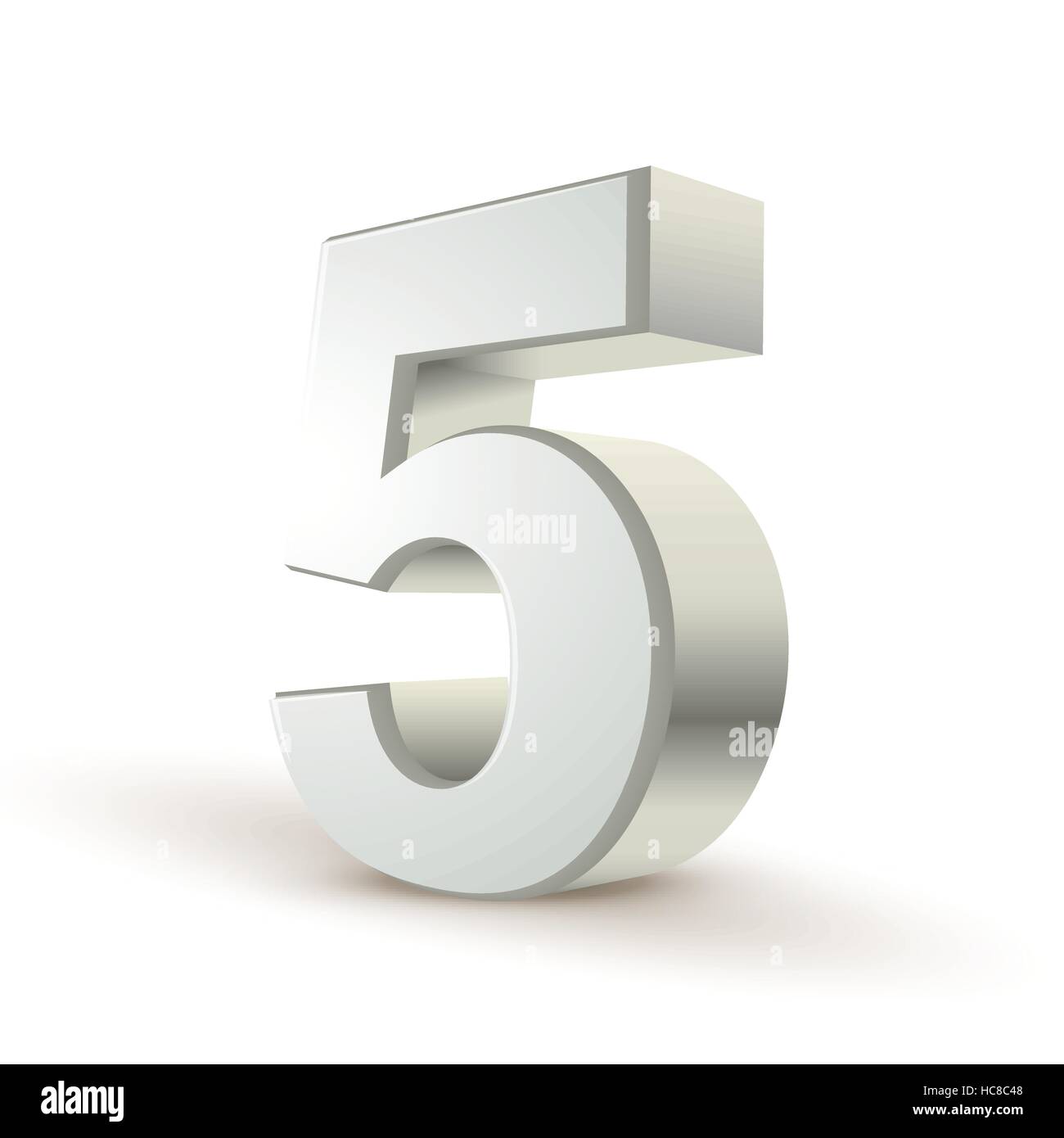 3d shiny silver number 5 on white background Stock Vector Image & Art ...