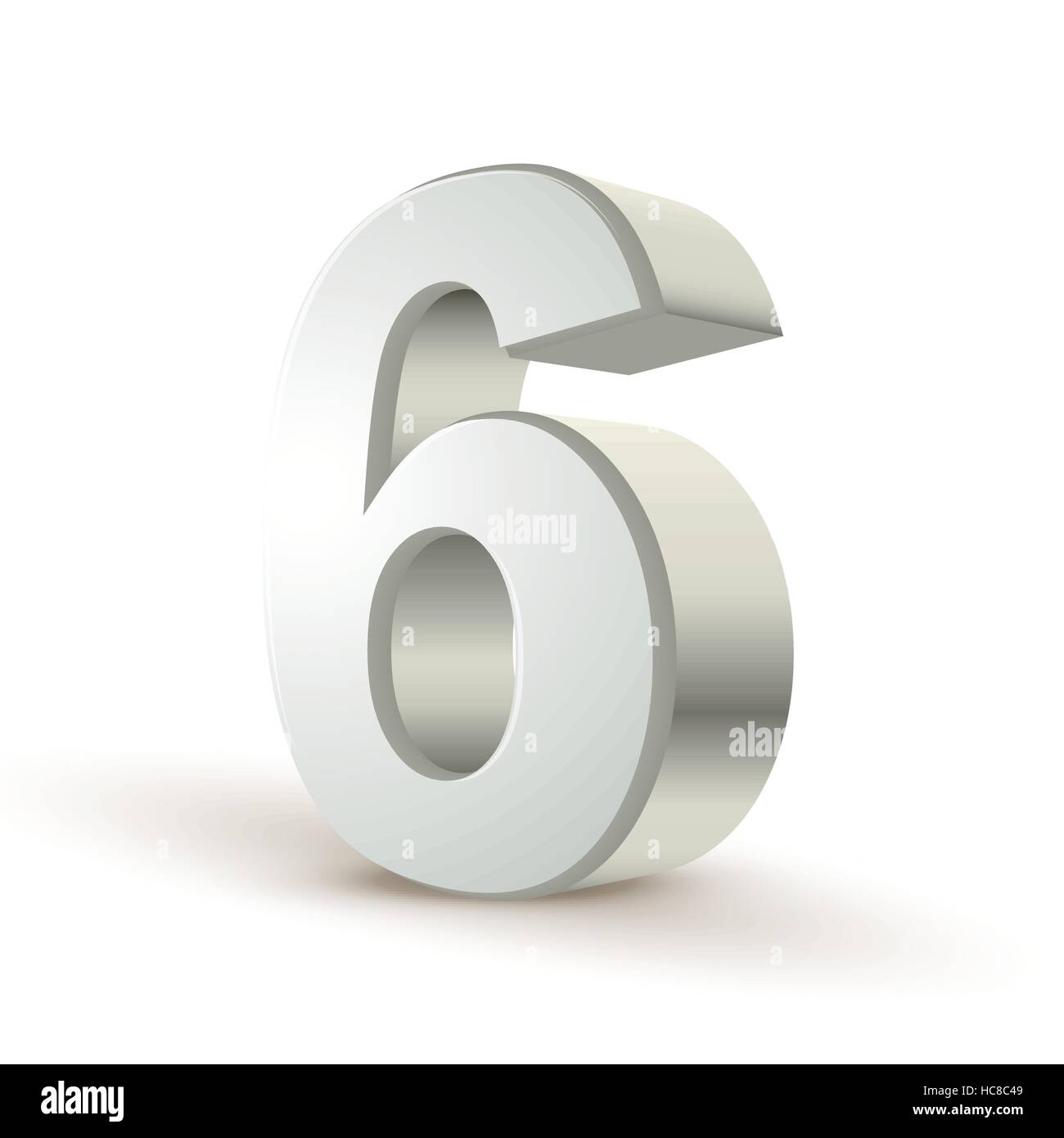 3d shiny silver number 6 on white background Stock Vector Image & Art ...