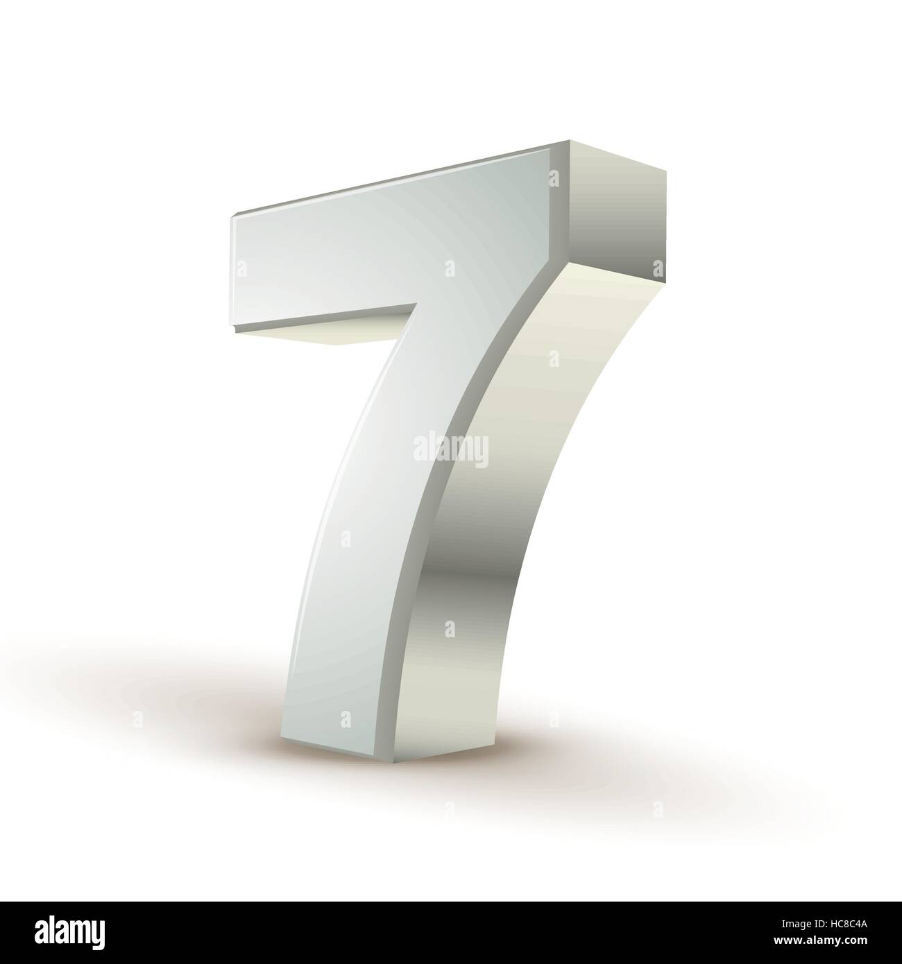 3d shiny silver number 7 on white background Stock Vector Image & Art ...
