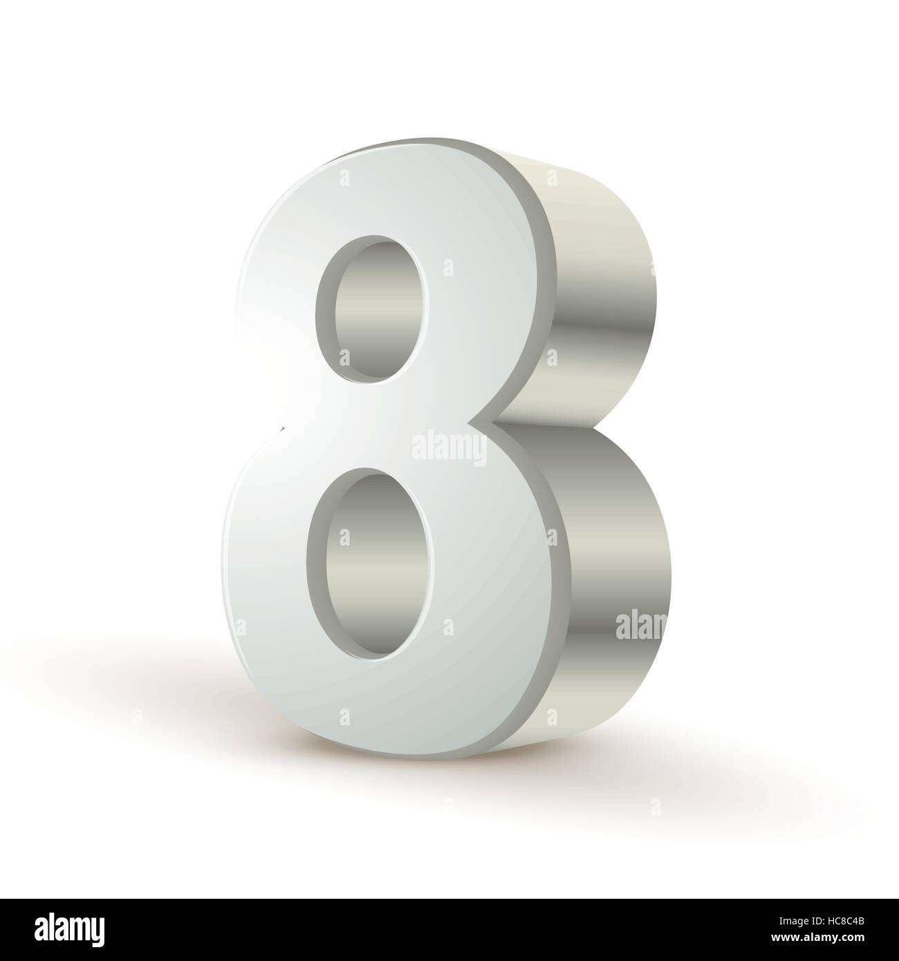 3d shiny silver number 8 on white background Stock Vector Image & Art ...