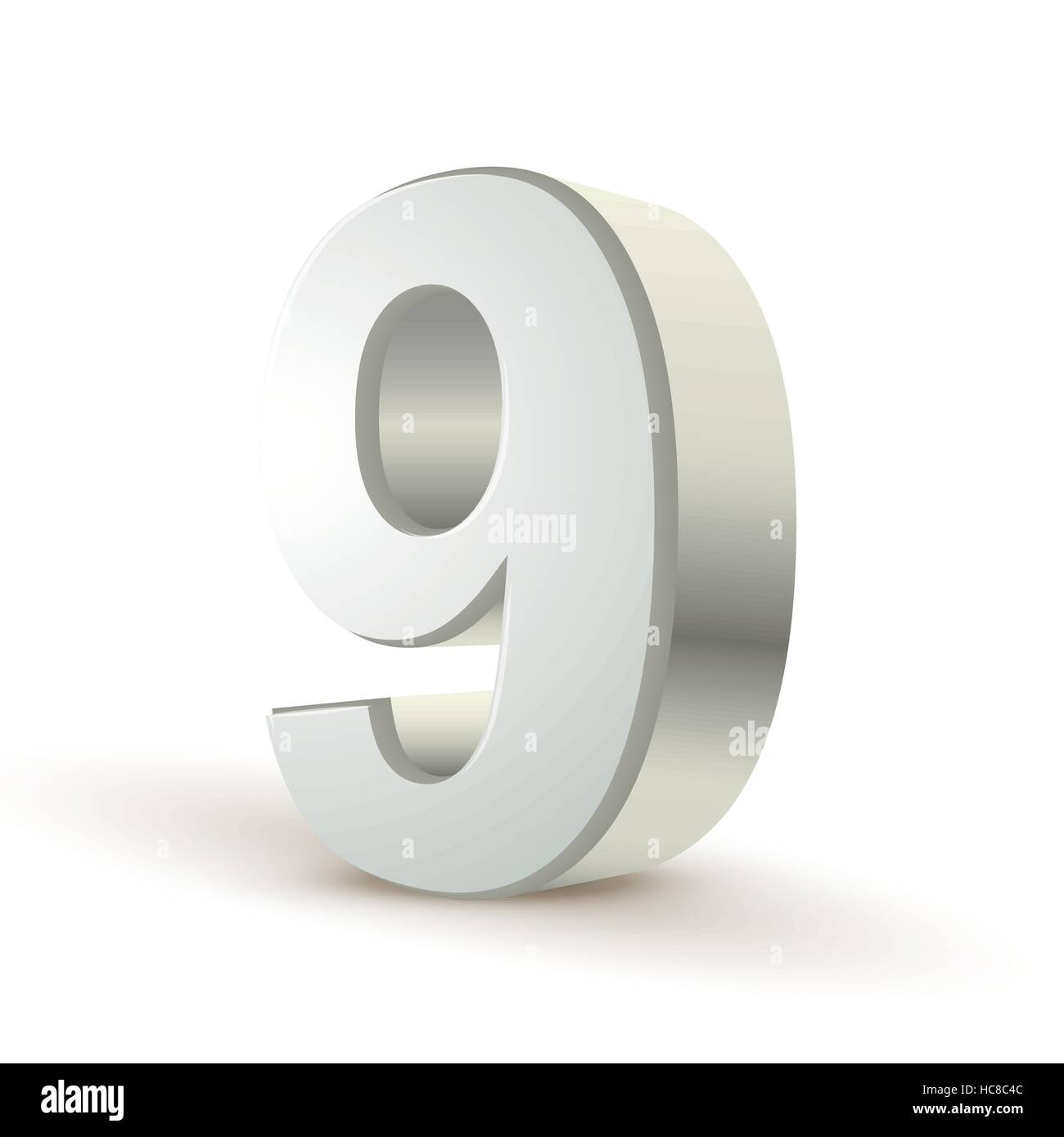 3d shiny silver number 9 on white background Stock Vector Image & Art ...