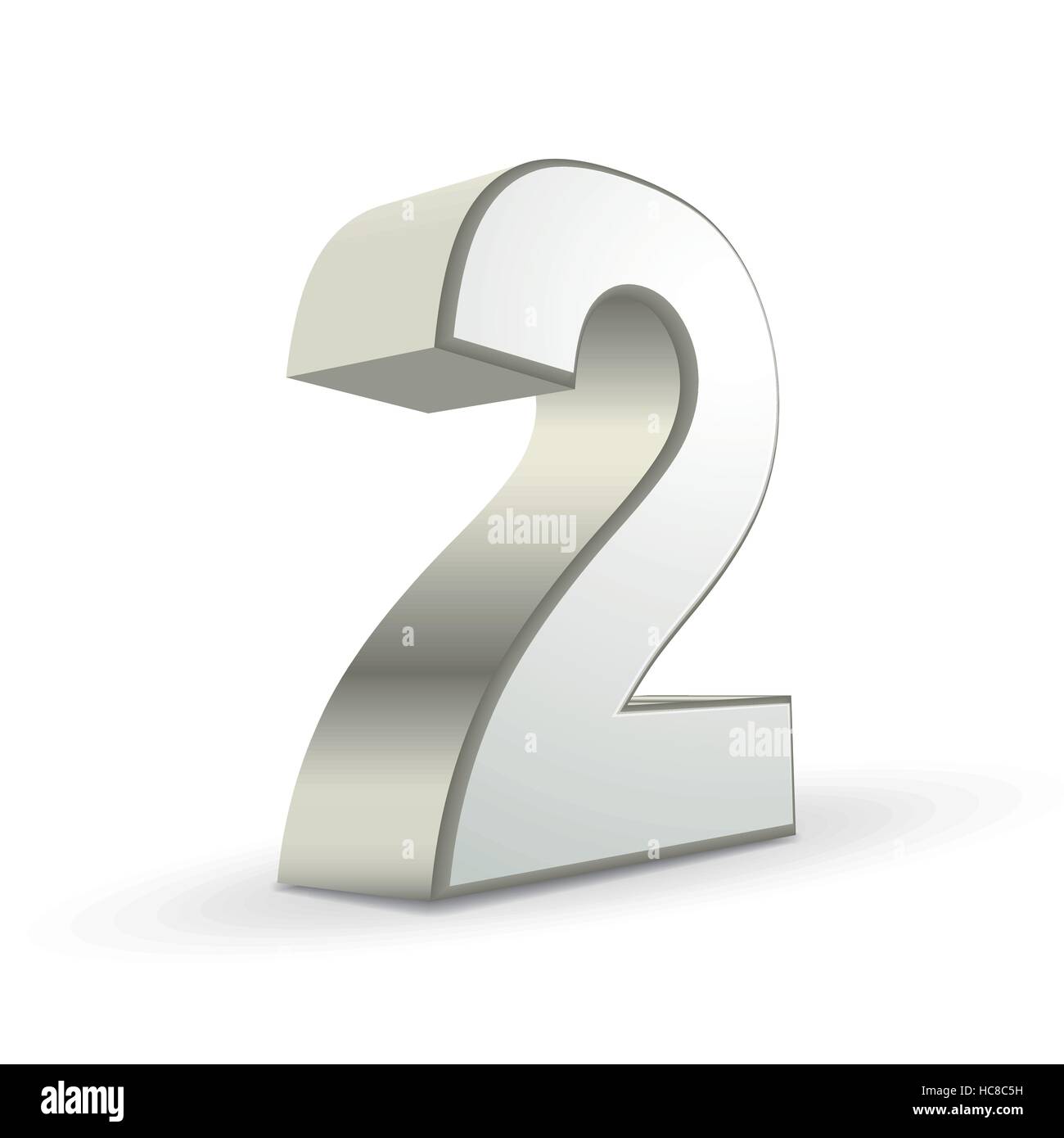 3d shiny silver number 2 on white background Stock Vector Image & Art ...