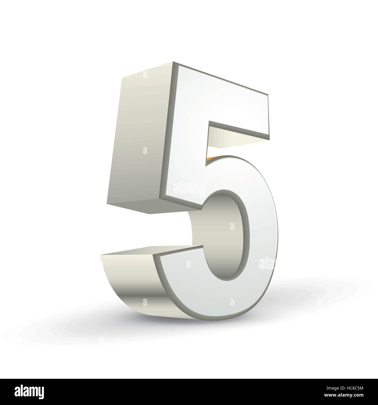 3d shiny silver number 5 on white background Stock Vector Image & Art ...