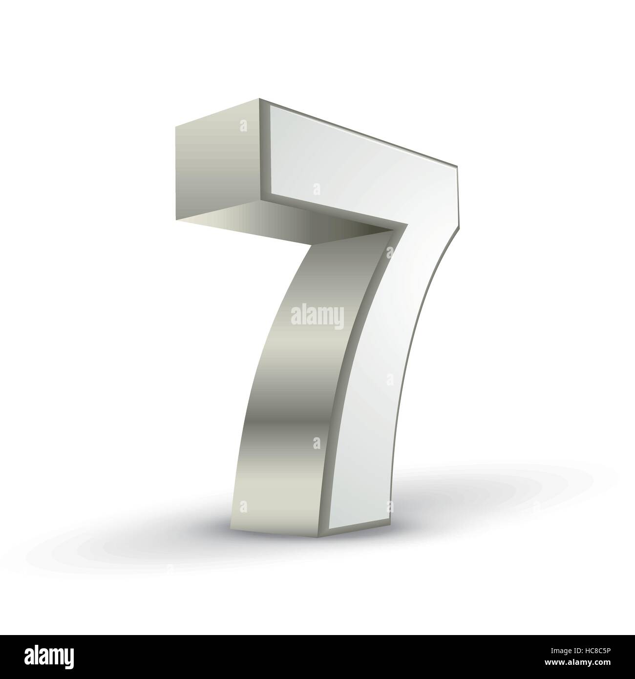 3d shiny silver number 7 on white background Stock Vector Image & Art ...