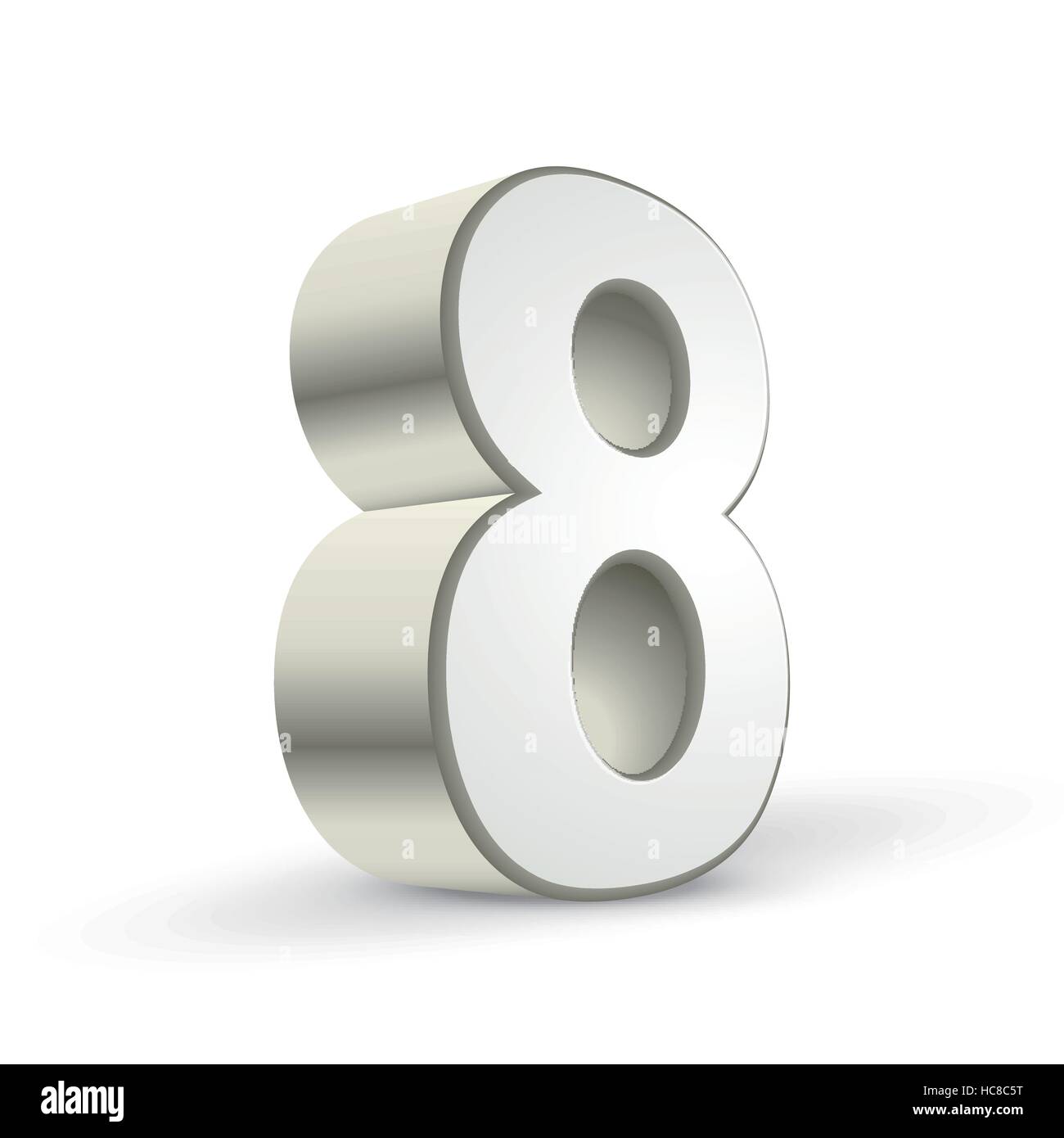 3d shiny silver number 8 on white background Stock Vector Image & Art ...
