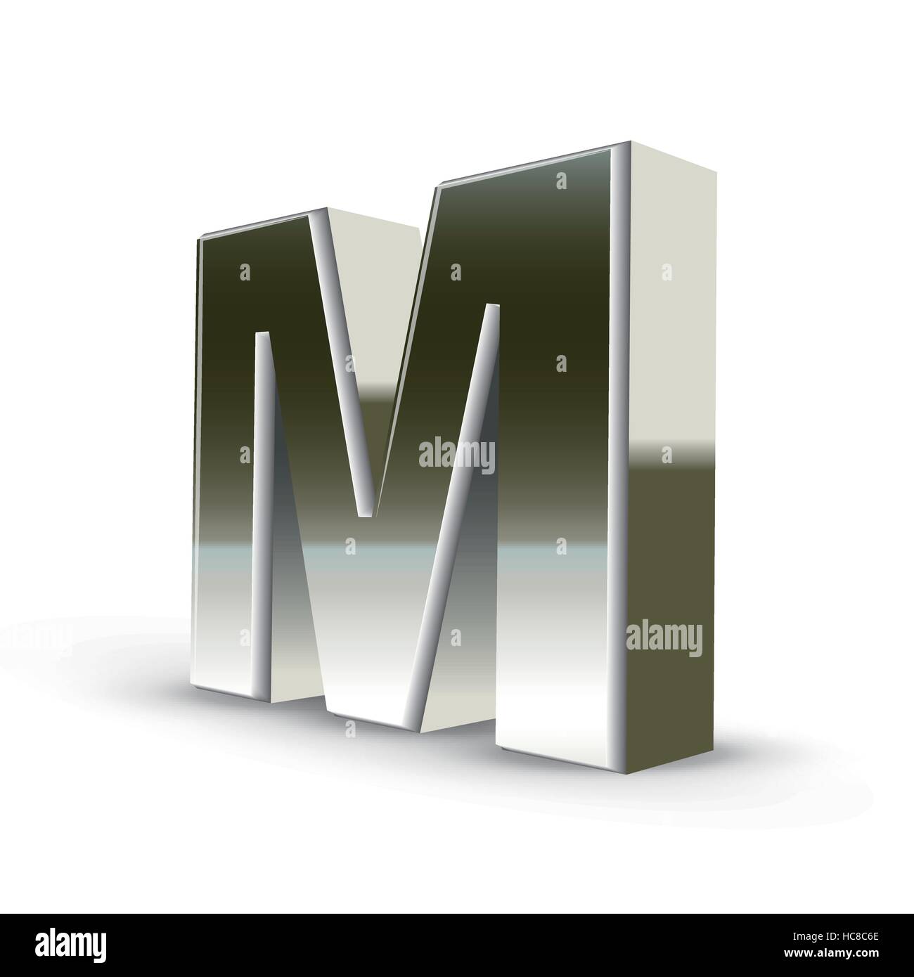3d silver steel letter M isolated white background Stock Vector Image ...