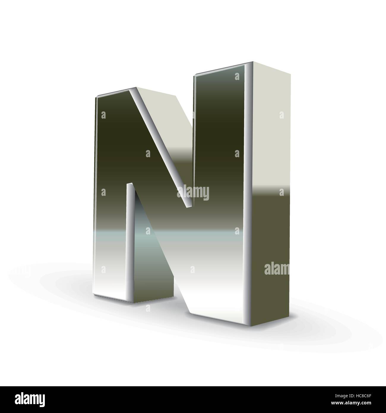 3d silver steel letter N isolated white background Stock Vector Image ...