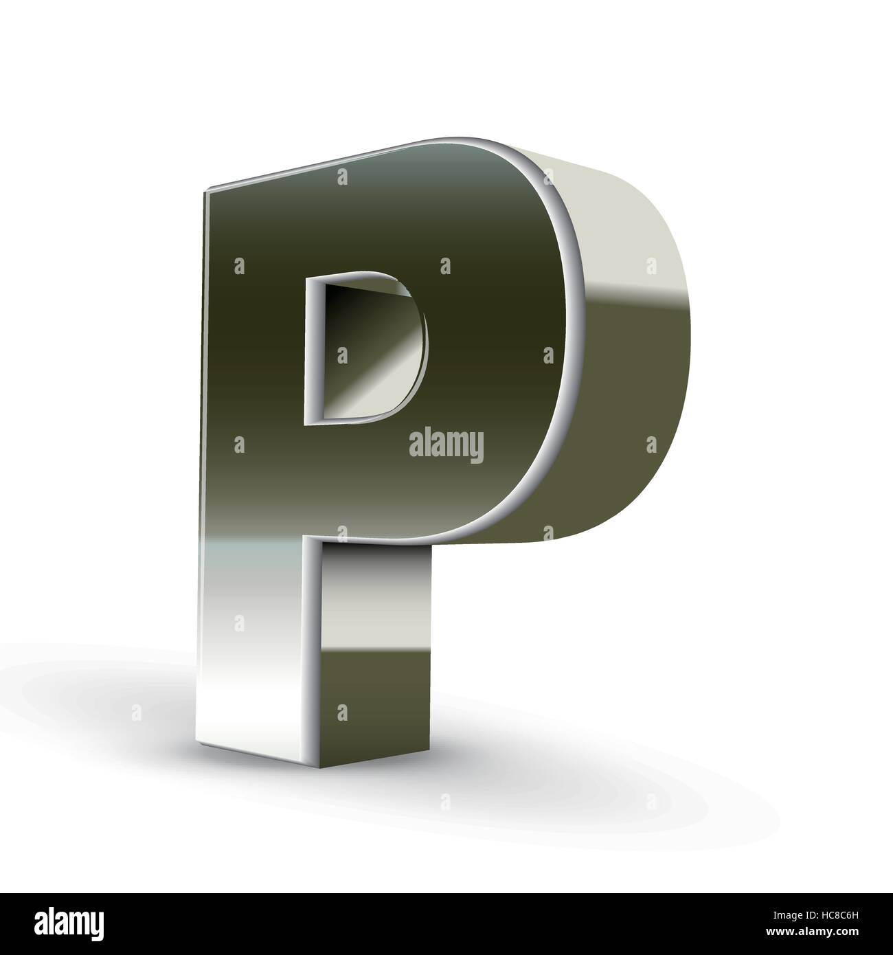 3d silver steel letter P isolated white background Stock Vector Image ...