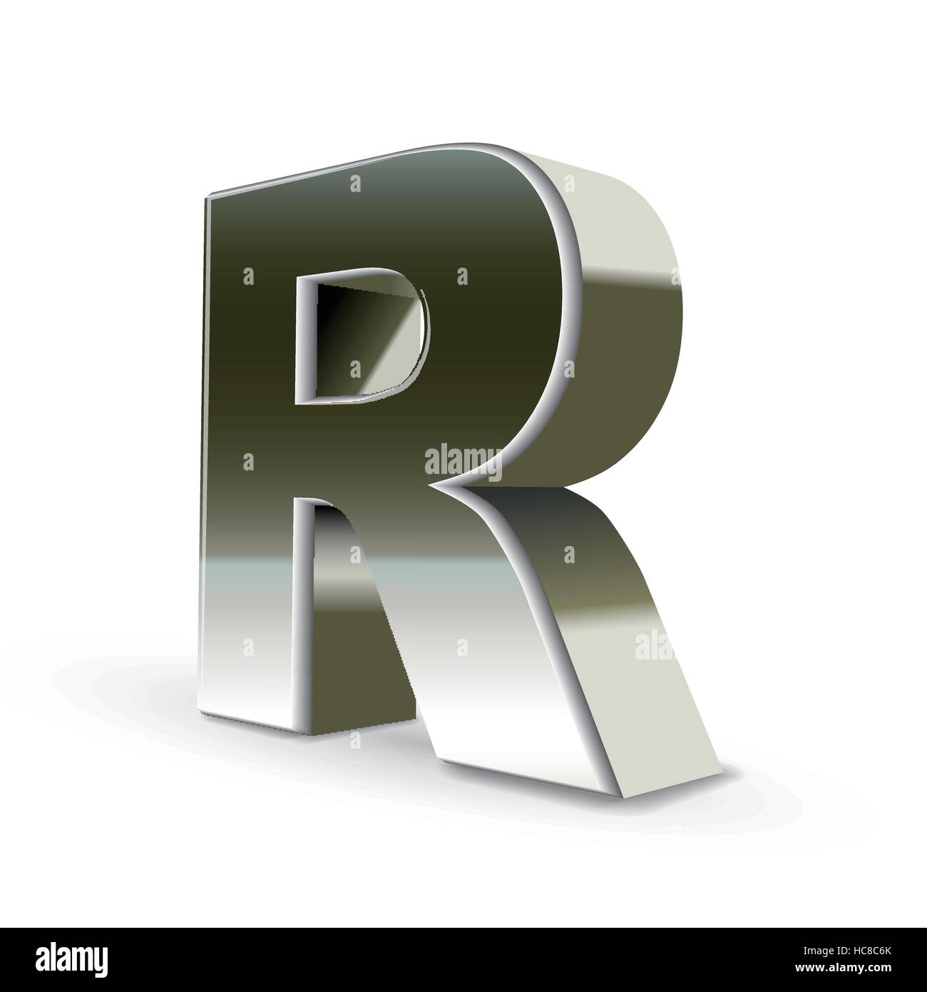 3d silver steel letter R isolated white background Stock Vector Image ...