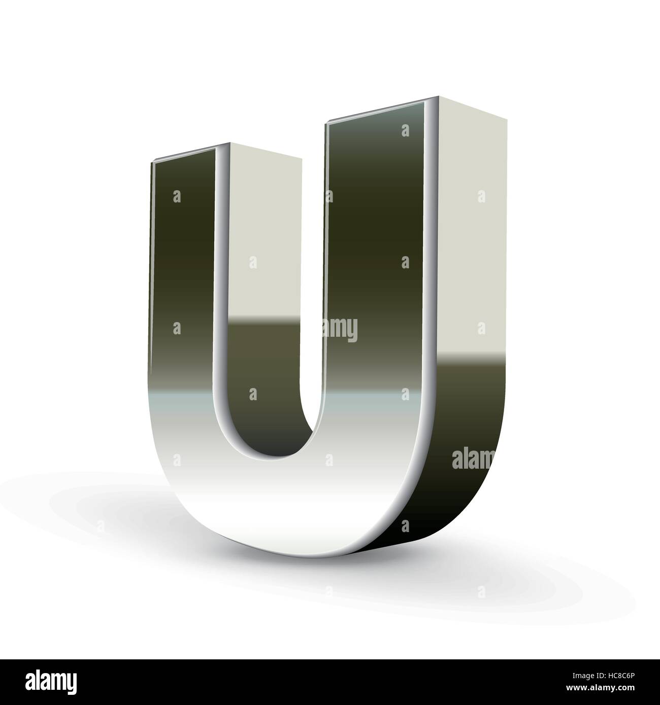 3d silver steel letter U isolated white background Stock Vector Image ...