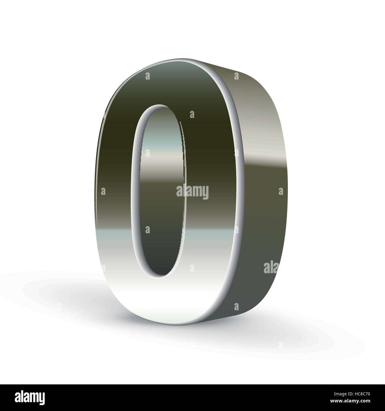 3d silver steel number 0 isolated white background Stock Vector Image ...