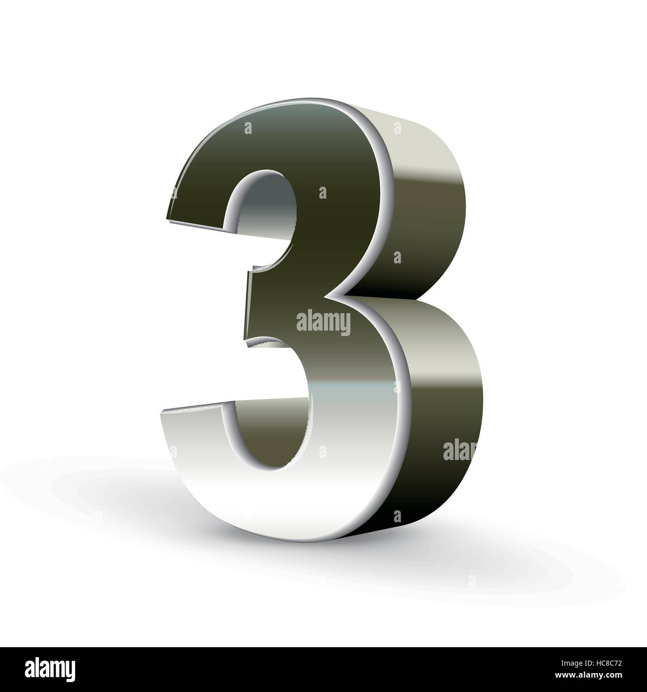 3d silver steel number 3 isolated white background Stock Vector Image ...