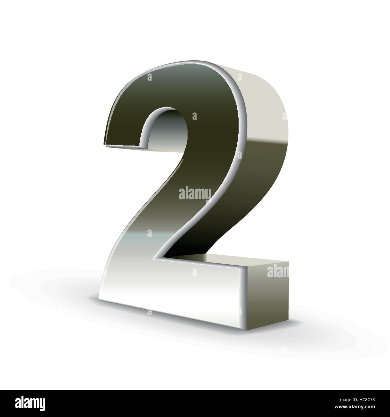 3d silver steel number 2 isolated white background Stock Vector Image ...