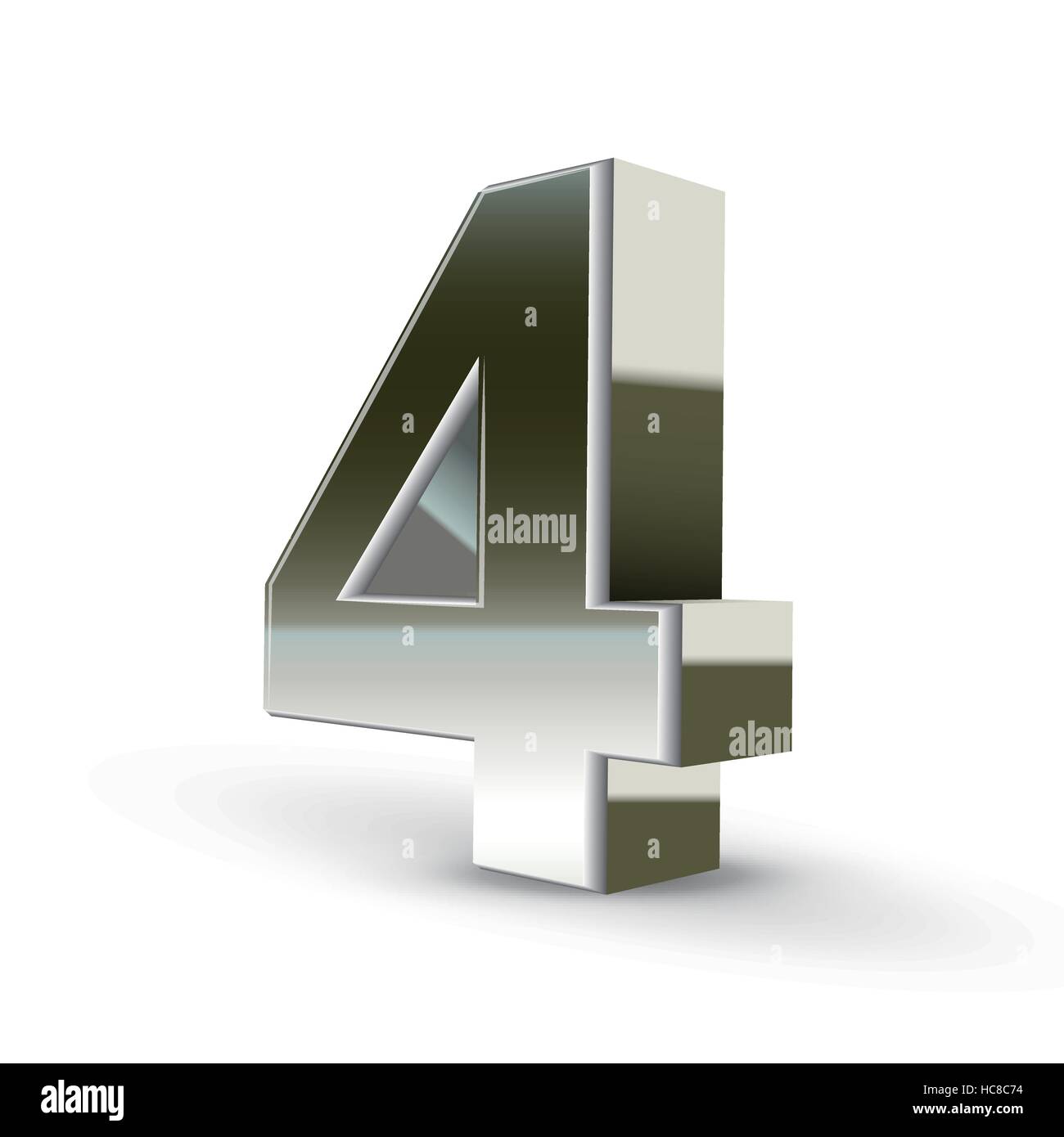 3d silver steel number 4 isolated white background Stock Vector Image ...