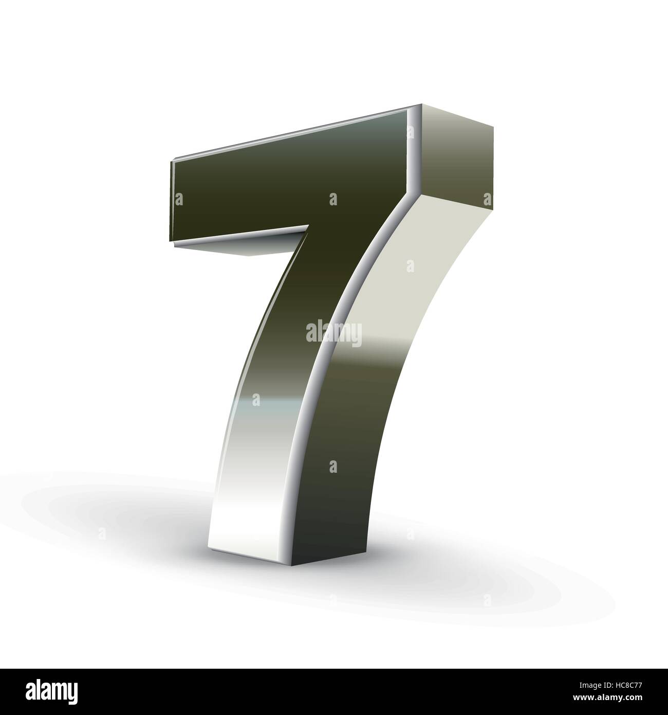 3d silver steel number 7 isolated white background Stock Vector Image ...