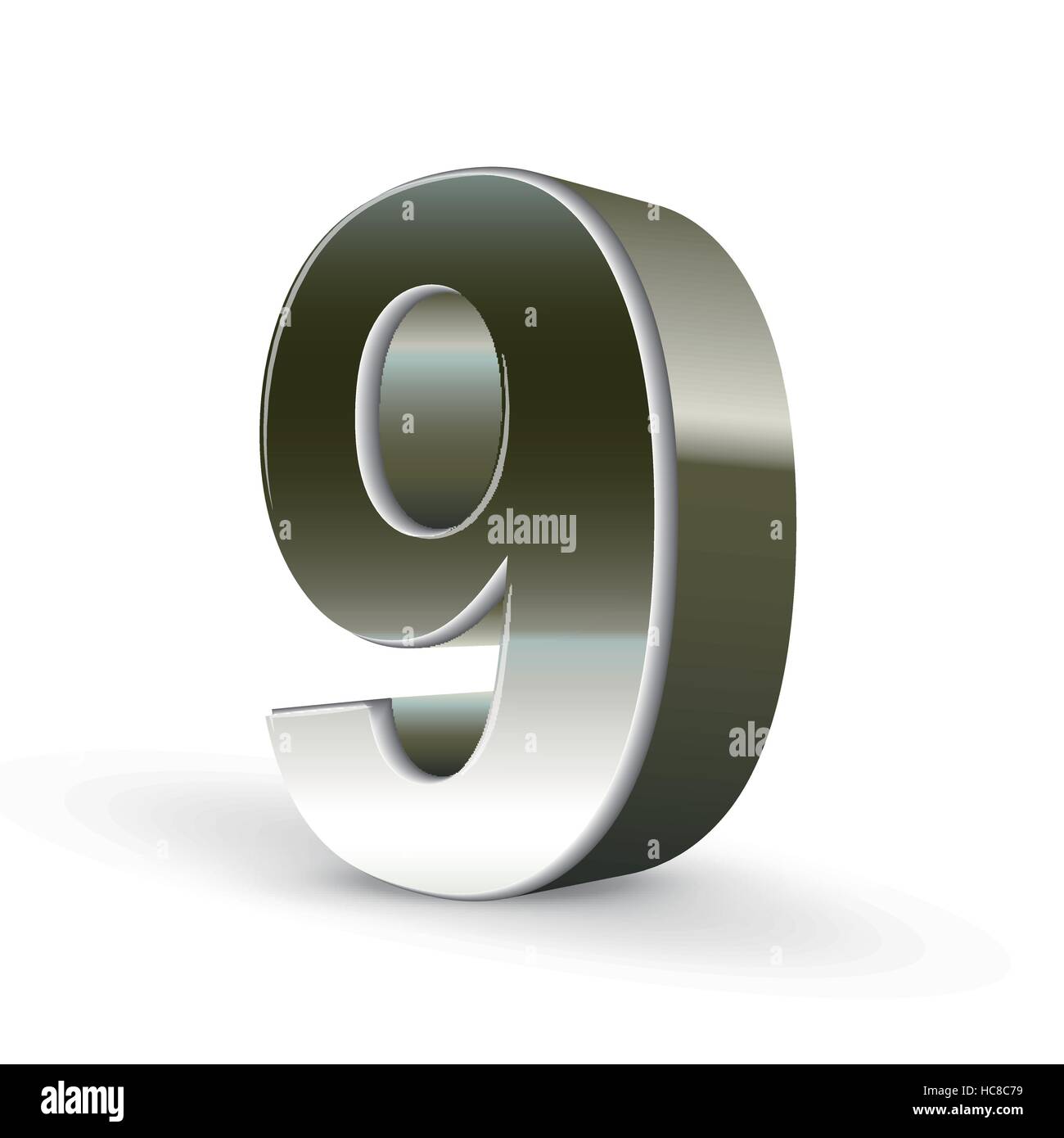 3d silver steel number 9 isolated white background Stock Vector Image ...