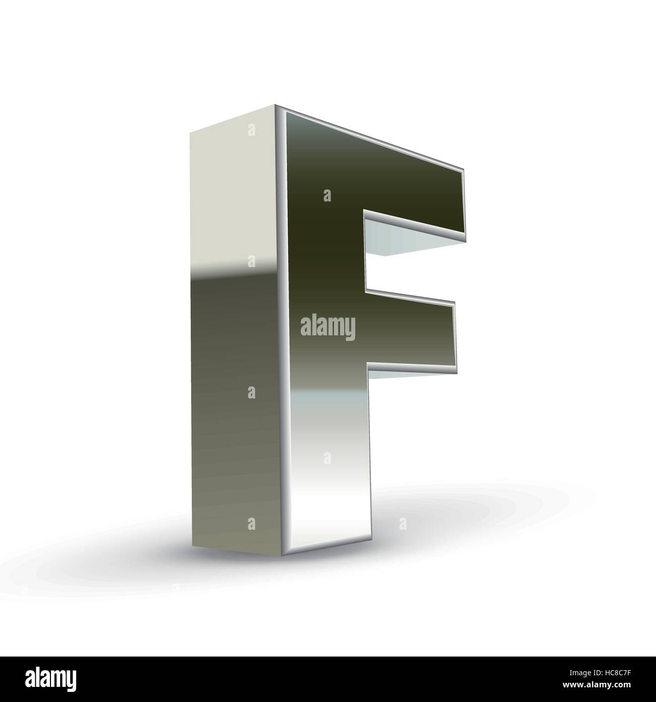 3d silver steel letter F isolated white background Stock Vector Image ...