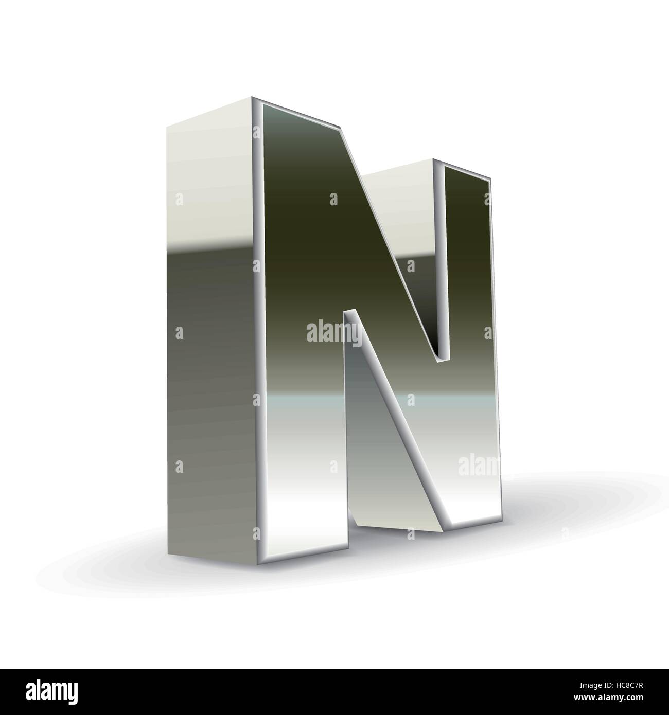 3d silver steel letter N isolated white background Stock Vector Image ...