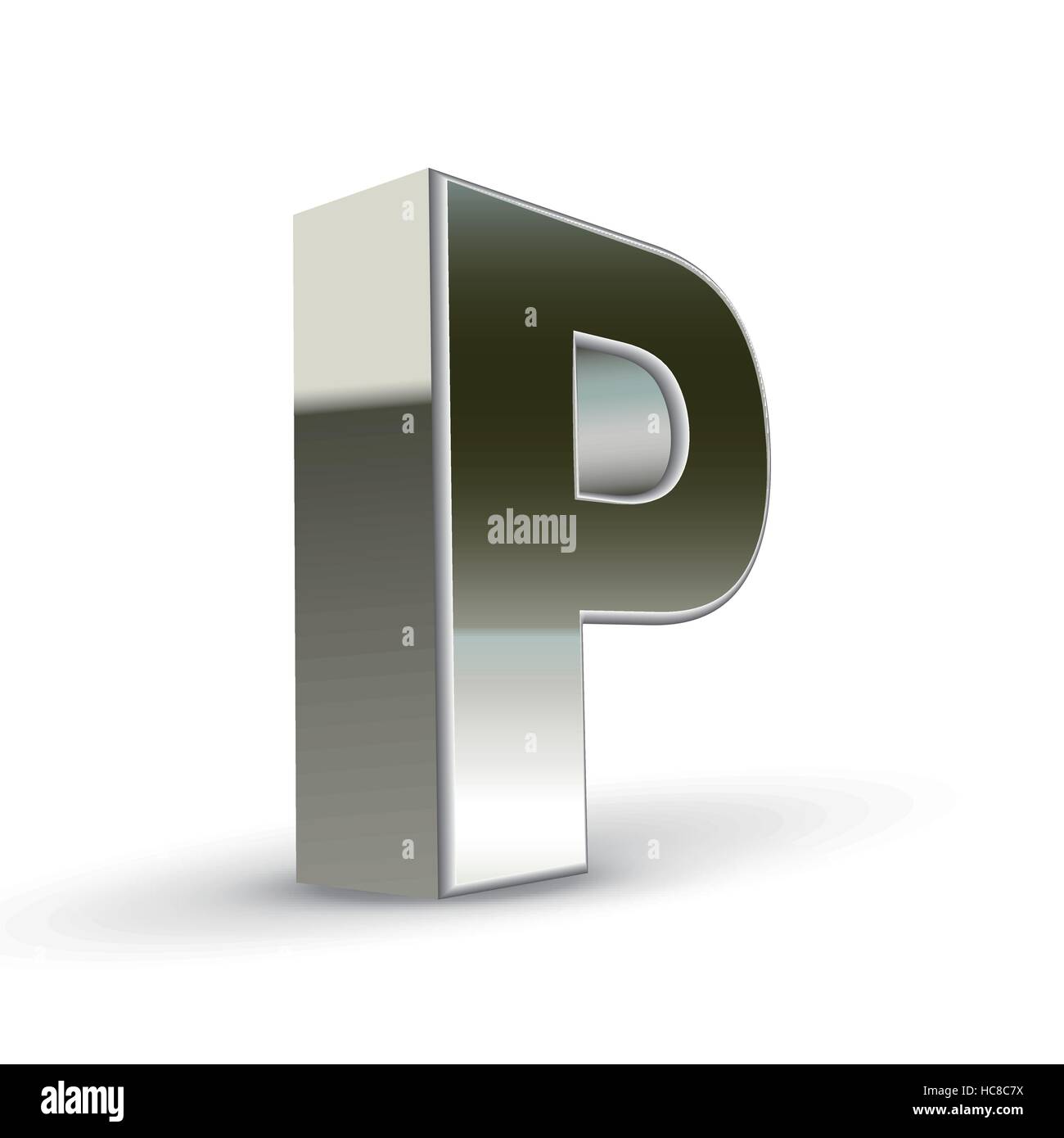 3d silver steel letter P isolated white background Stock Vector Image ...