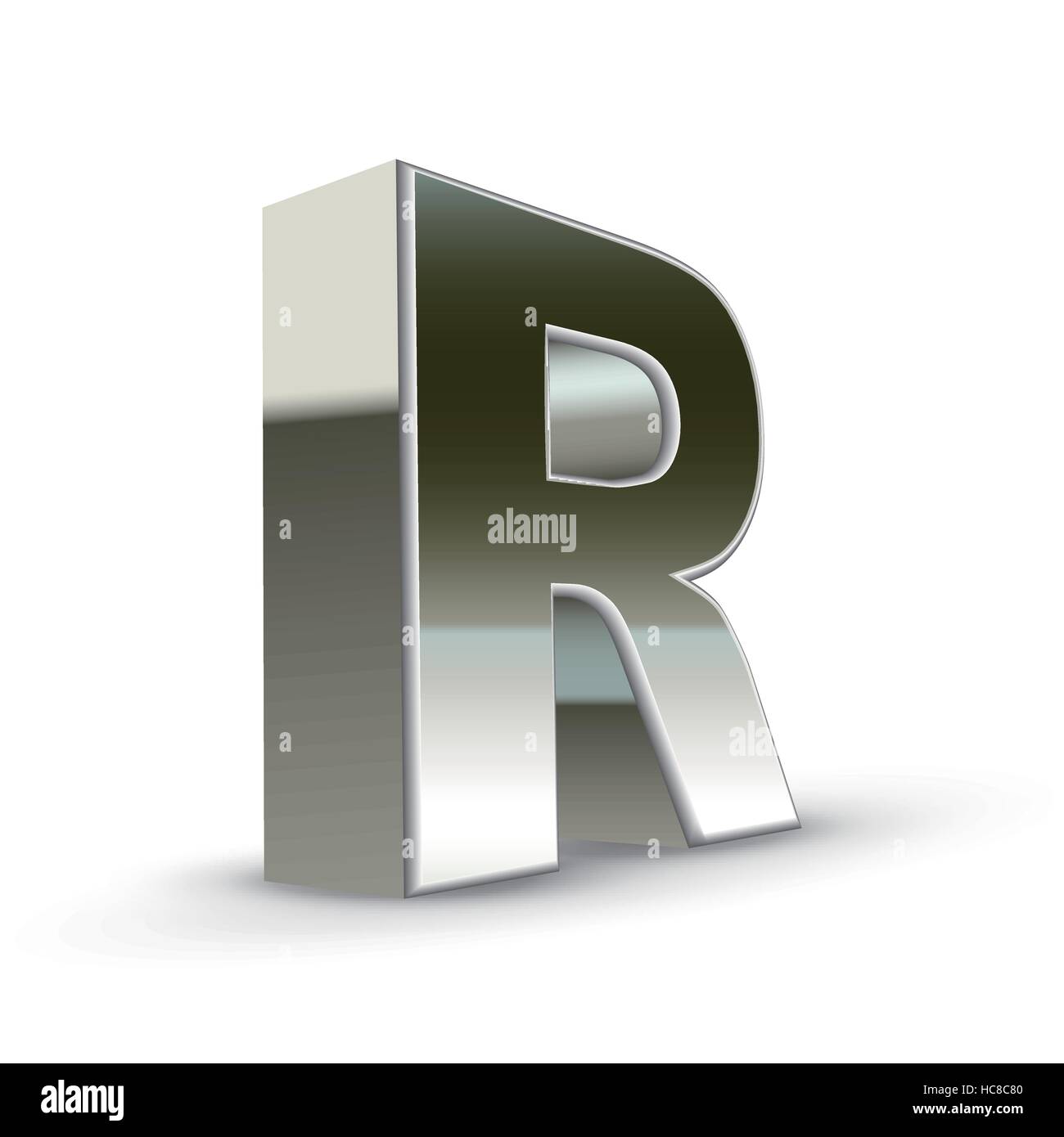 3d silver steel letter R isolated white background Stock Vector Image ...