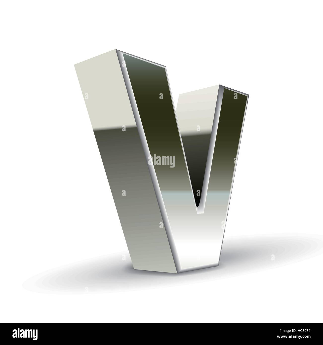 3d silver steel letter V isolated white background Stock Vector Image ...
