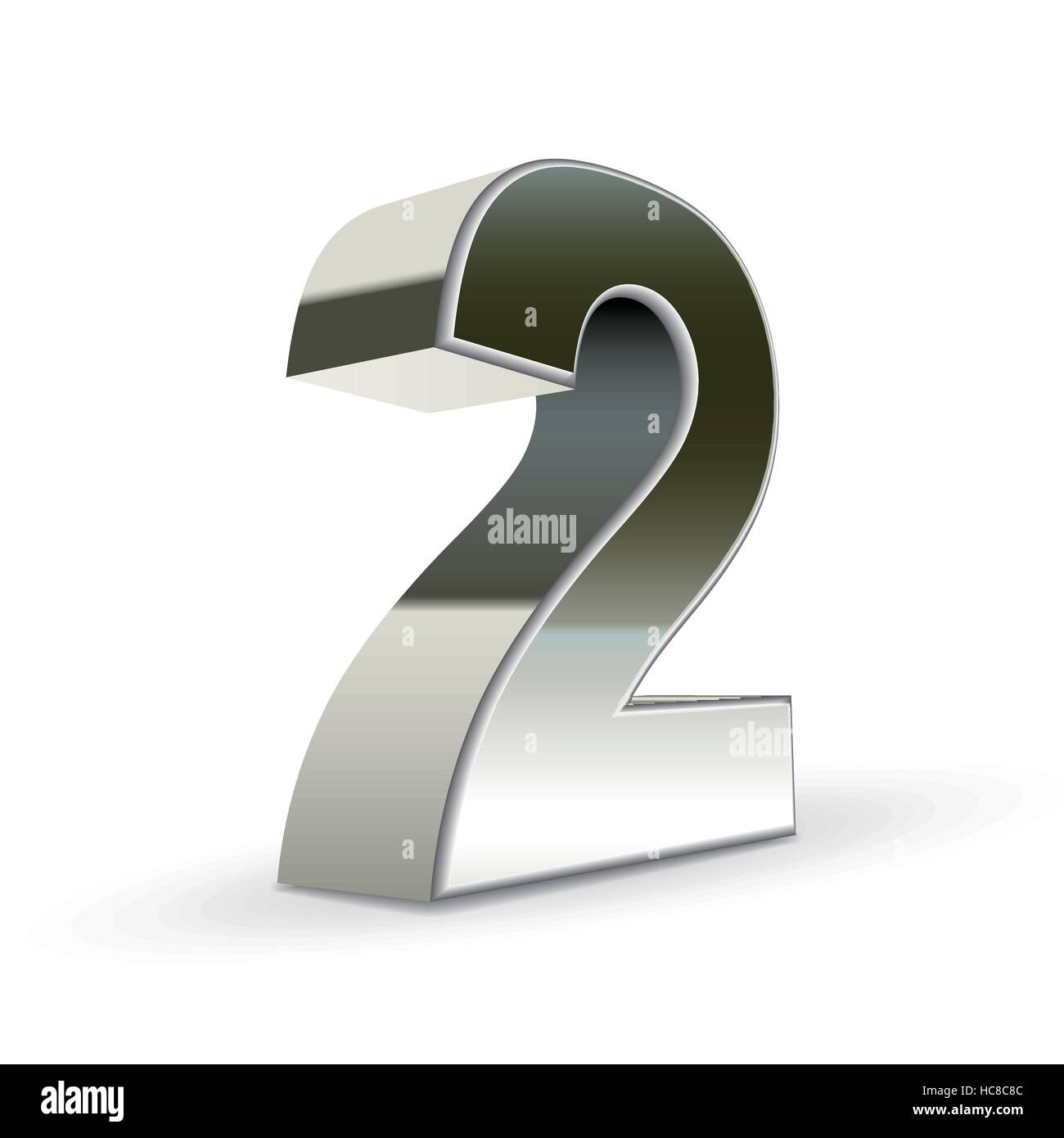 3d silver steel number 2 isolated white background Stock Vector Image ...