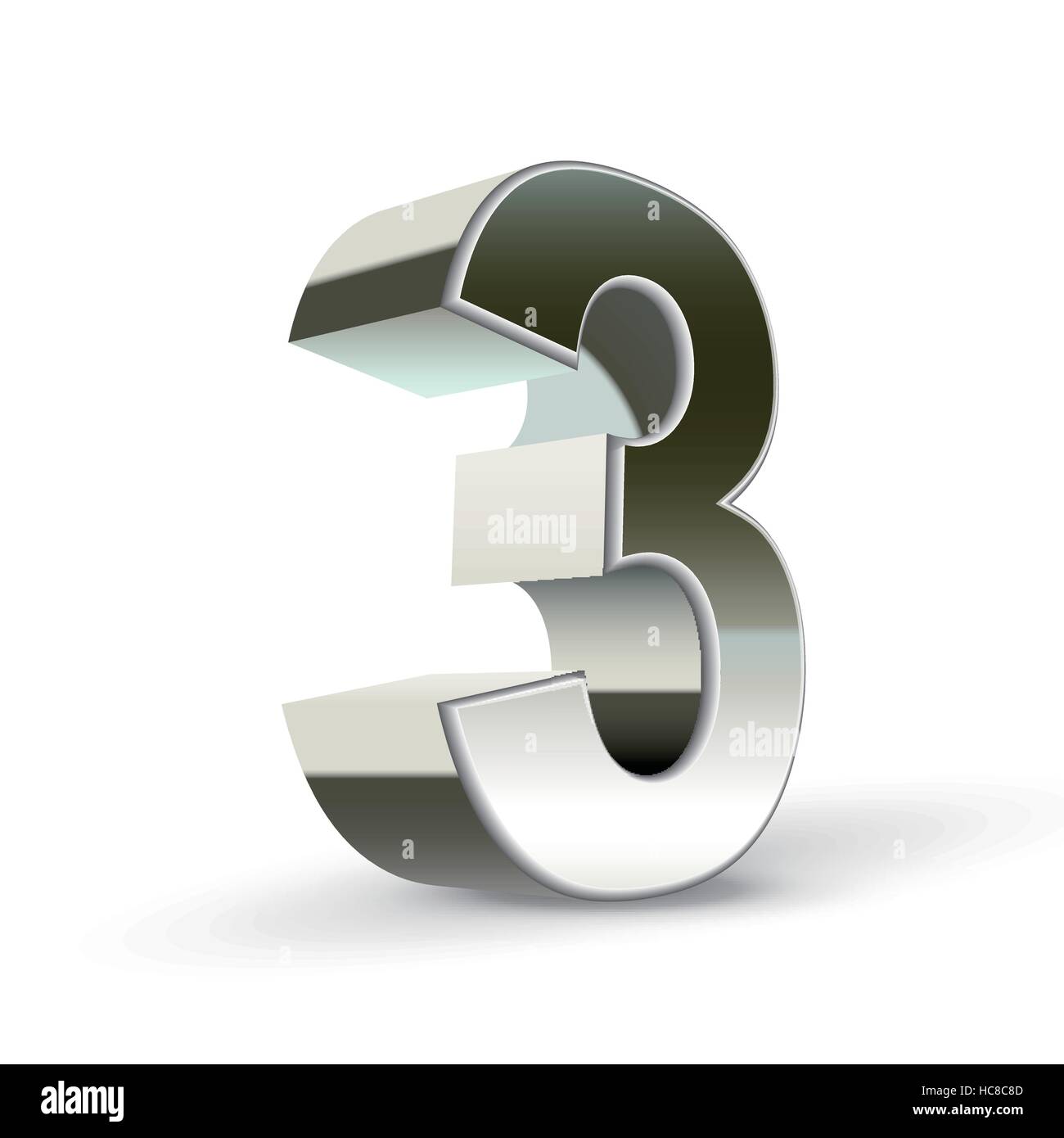 3d silver steel number 3 isolated white background Stock Vector Image ...