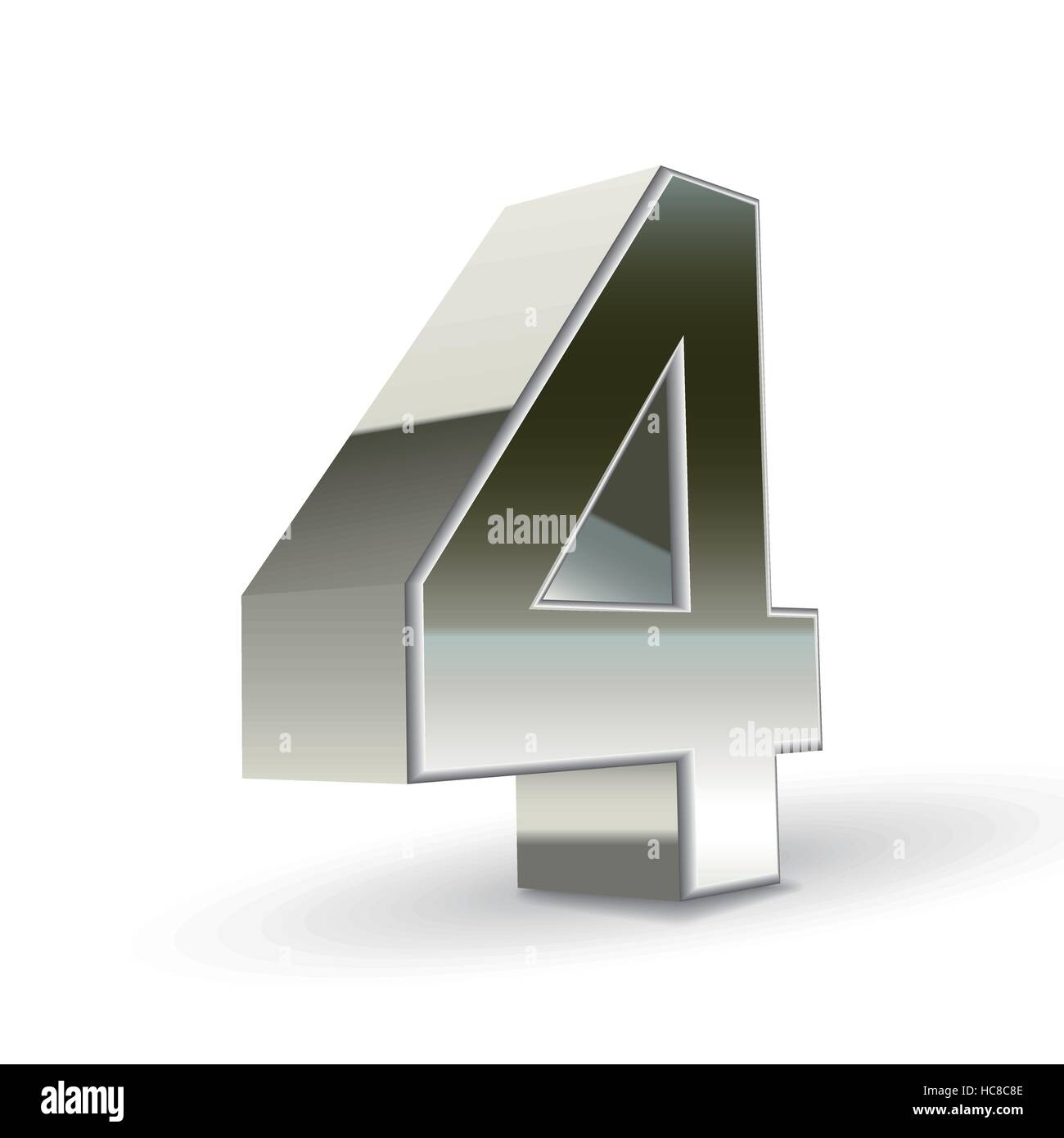 3d silver steel number 4 isolated white background Stock Vector Image ...