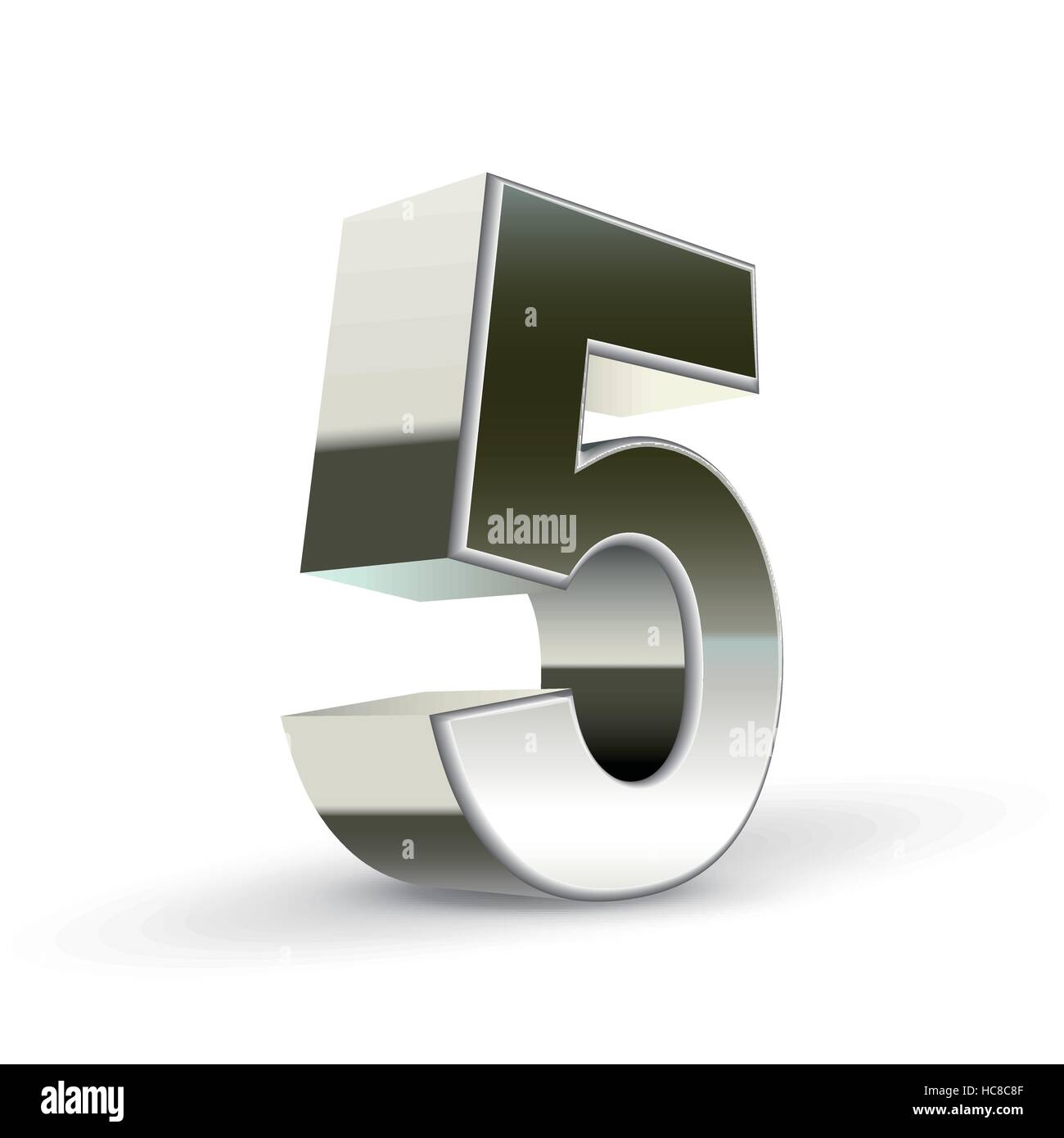 3d silver steel number 5 isolated white background Stock Vector Image ...
