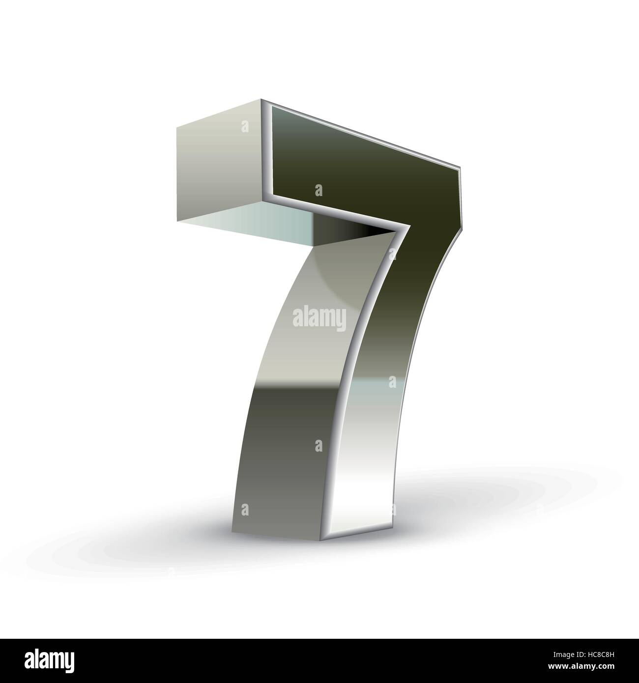 3d silver steel number 7 isolated white background Stock Vector Image ...