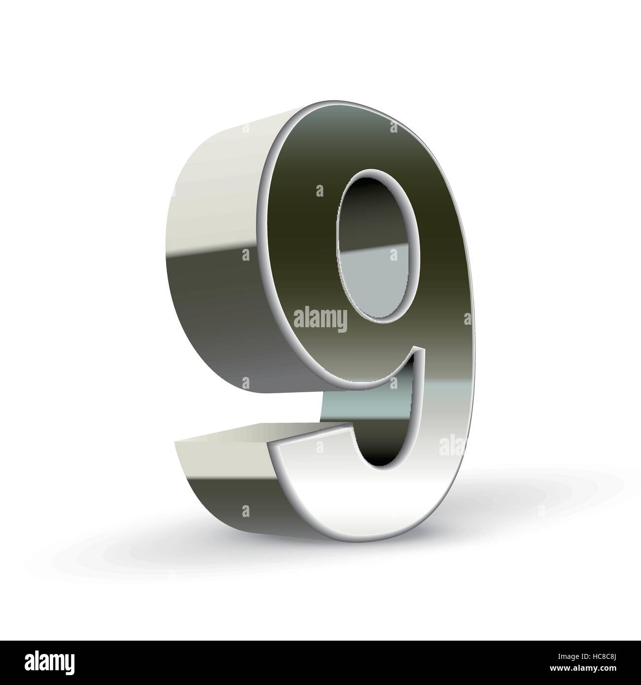 3d silver steel number 9 isolated white background Stock Vector Image ...