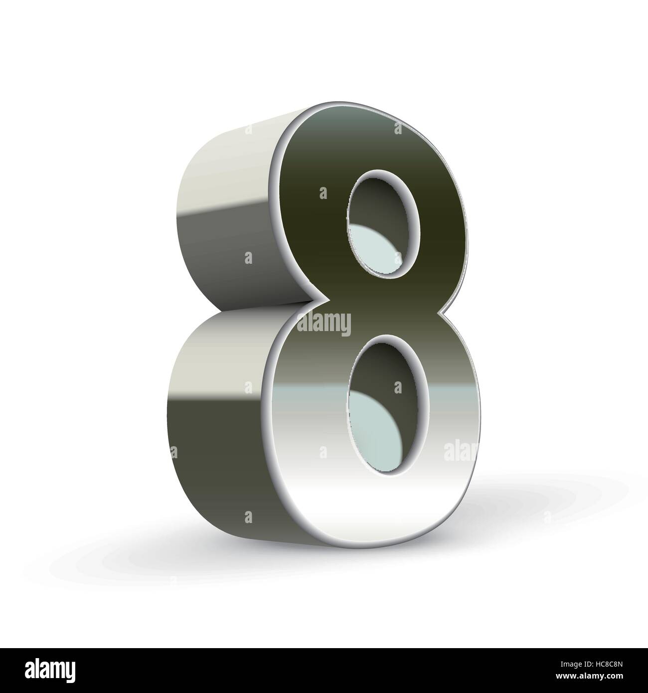 3d silver steel number 8 isolated white background Stock Vector Image ...