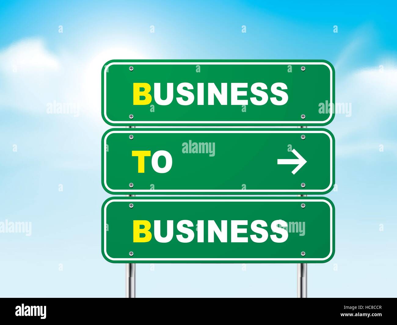 3d business to business road sign isolated on blue background Stock ...